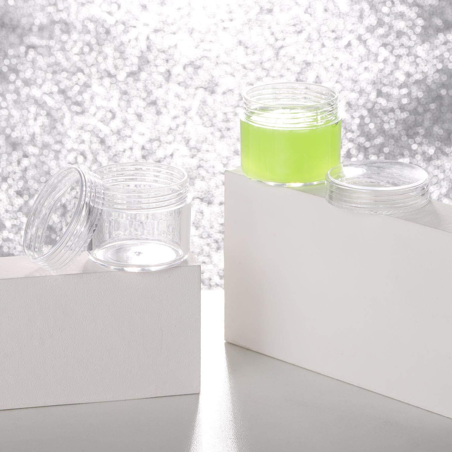 100 Clear Plastic 20g Sample Cosmetic Jars with Leak-Proof Lids - Lip ...