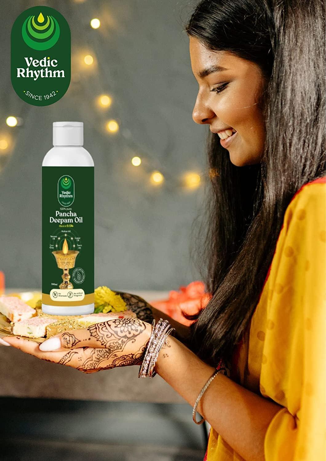 Vedic Rhythm Pancha Deepam Oil 16 Fl OZ | Chemical-Free Blend of Sesame ...