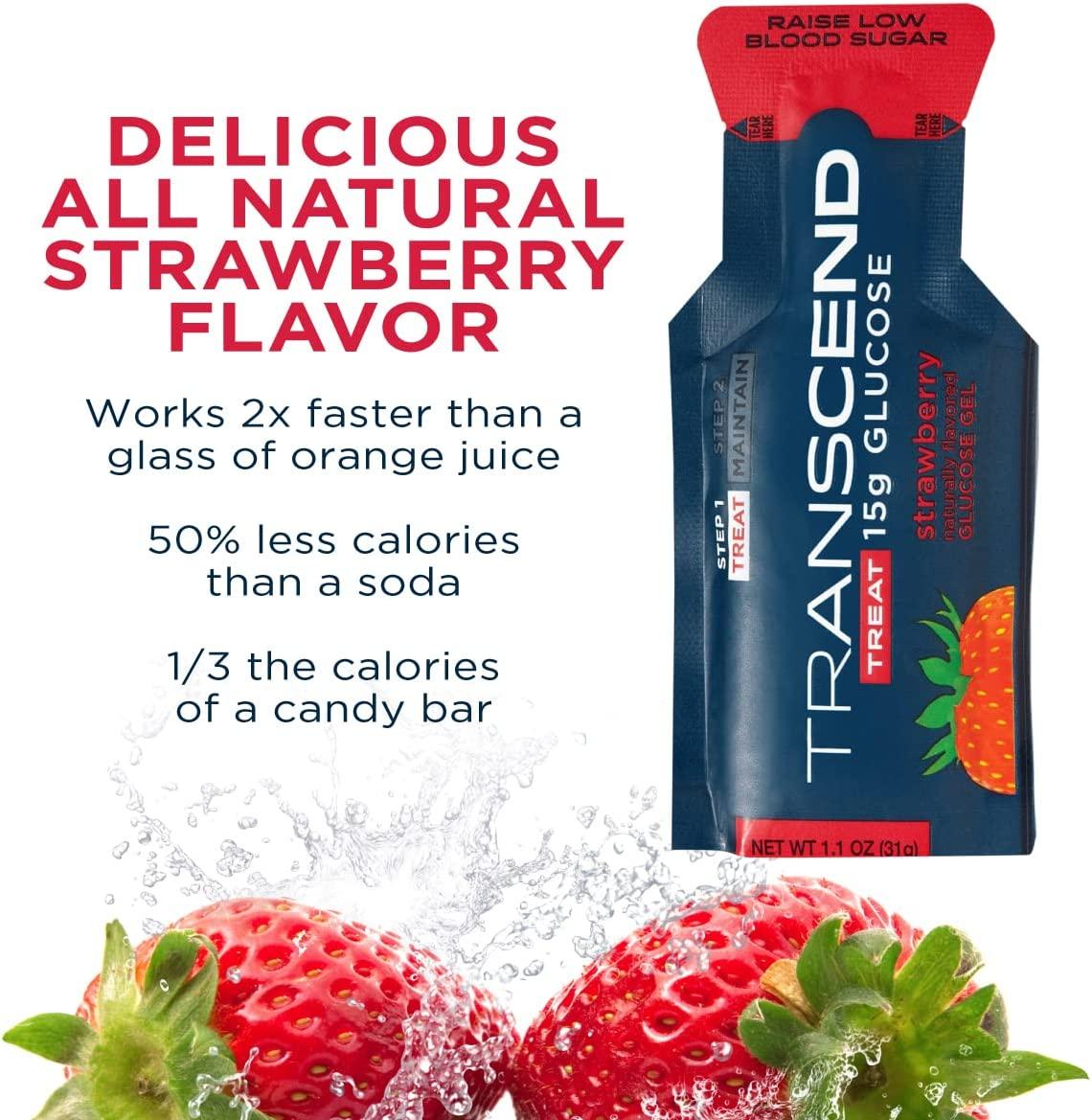 Transcend Strawberry Glucose Gel Packs - 15 Pack (1.1oz Each) | FSA/HSA ...