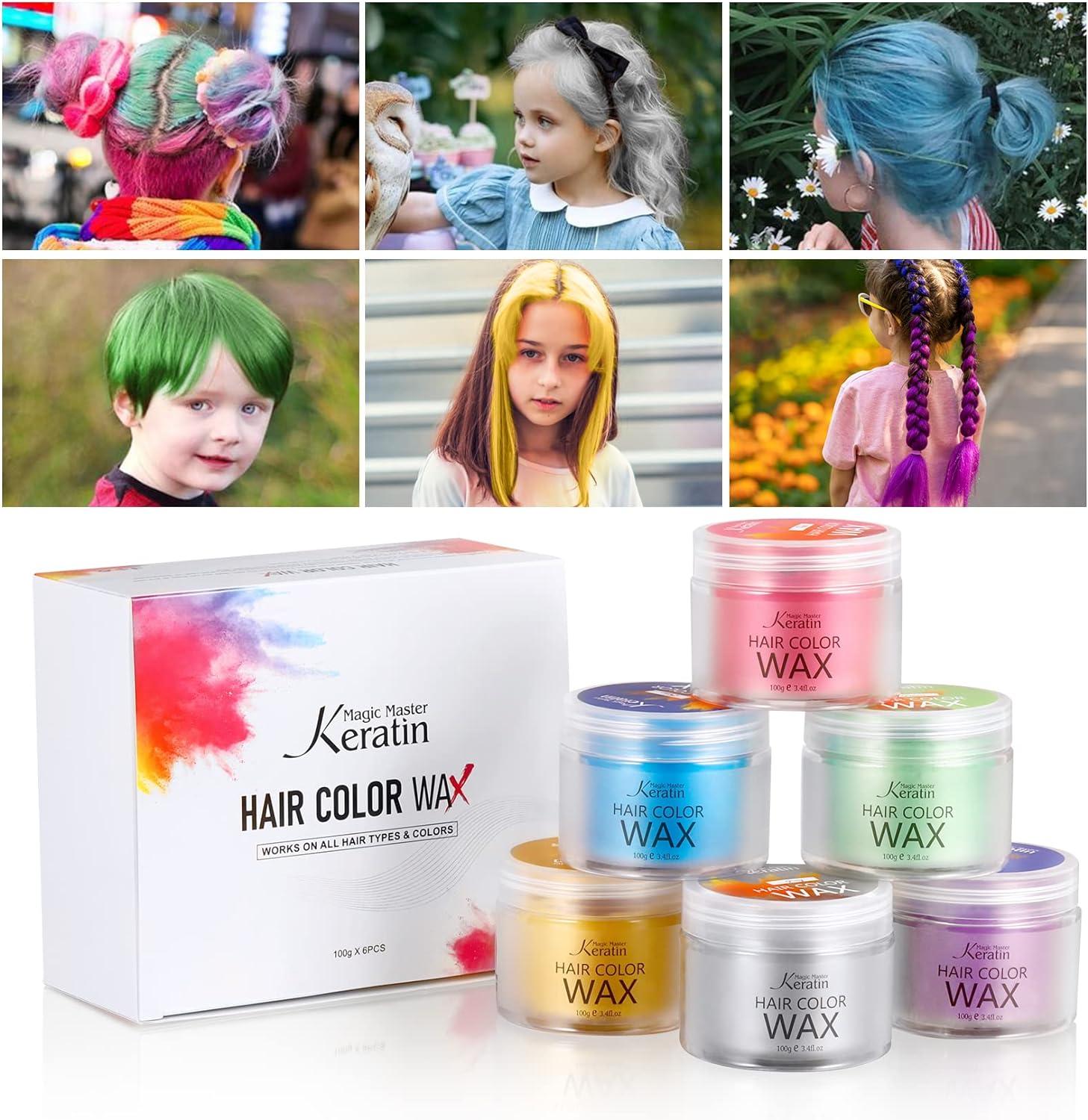 Kids Temporary Hair Color Wax Dye - 6 Colours for Instant Styling - Men ...