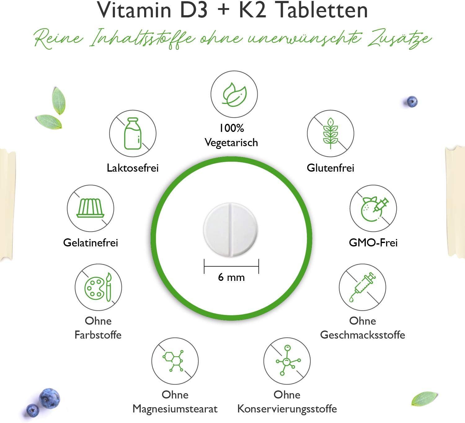 Buy Premium Vitamin D3 20 000 IU + K2 200 mcg MK7 - 100 Tablets - High ...