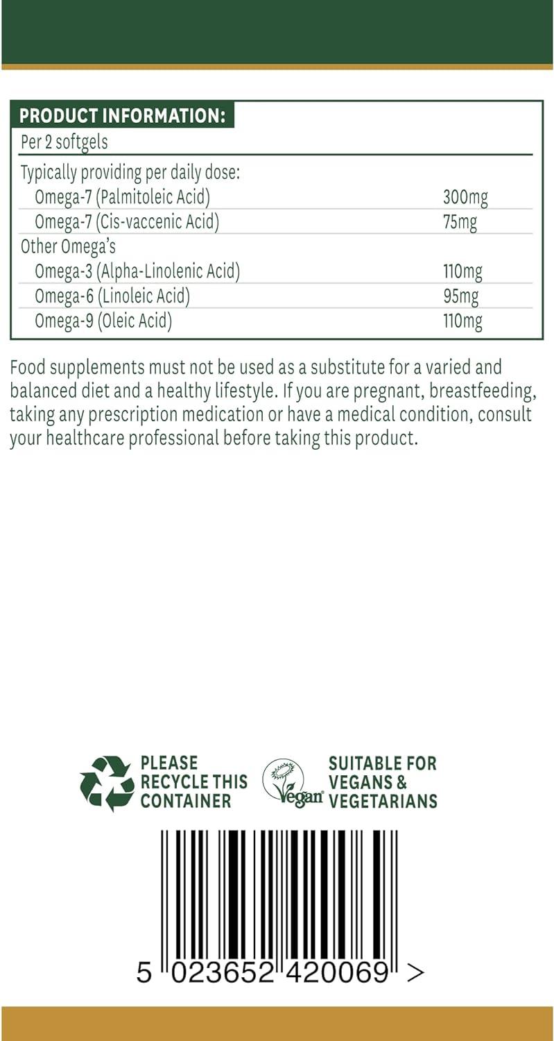 Nature's Aid Omega-7 Sea Buckthorn Oil 500mg - 60 Vegetarian Softgels ...