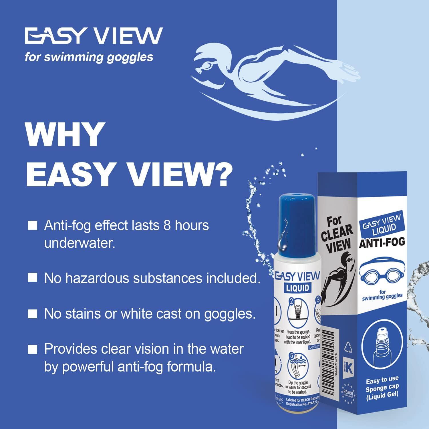 Easy View Premium Anti-Fog Liquid for Swimming Goggles & Diving Masks ...