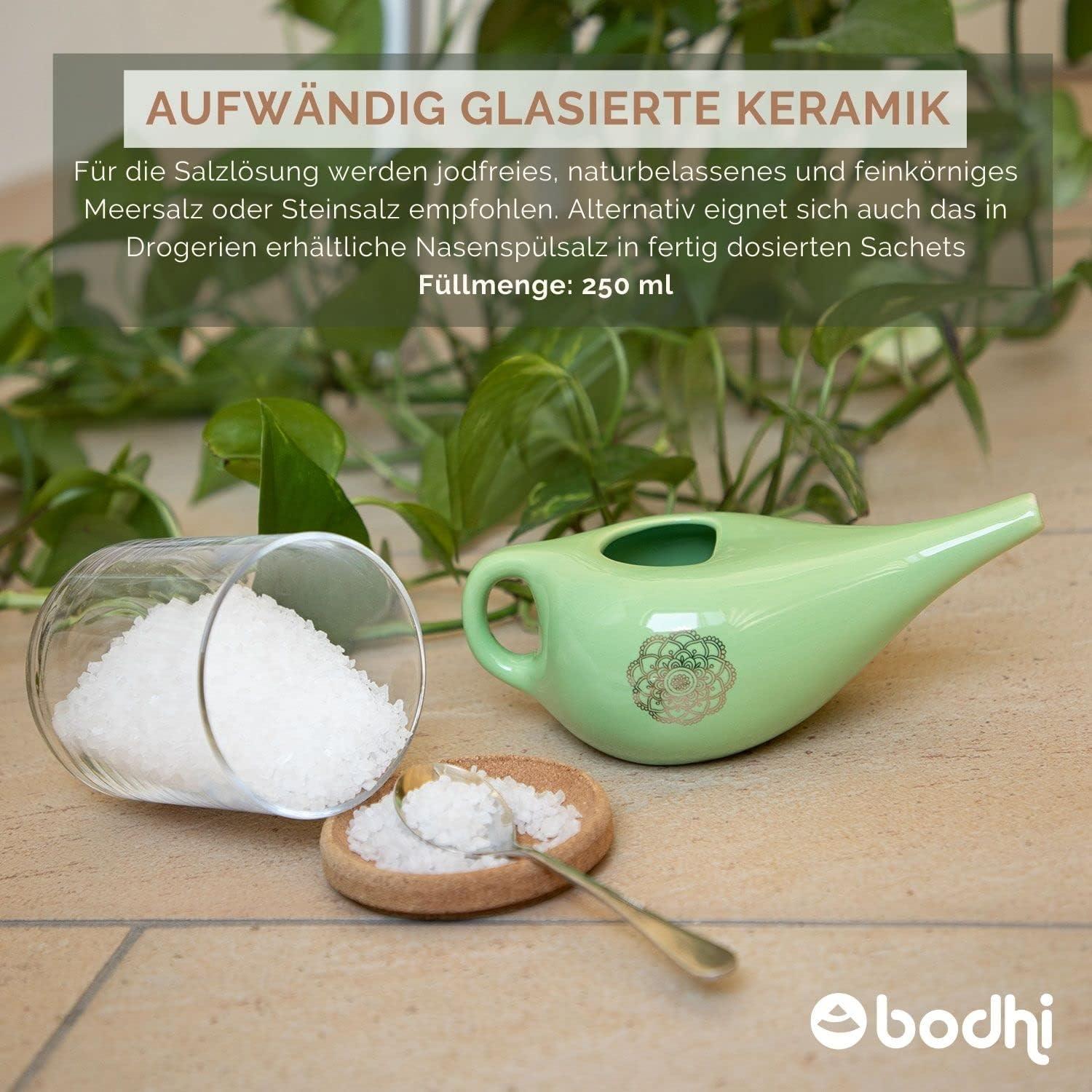 Ceramic Neti Pot with Gold Mandala Design for Nasal Rinse - Nose Shower ...