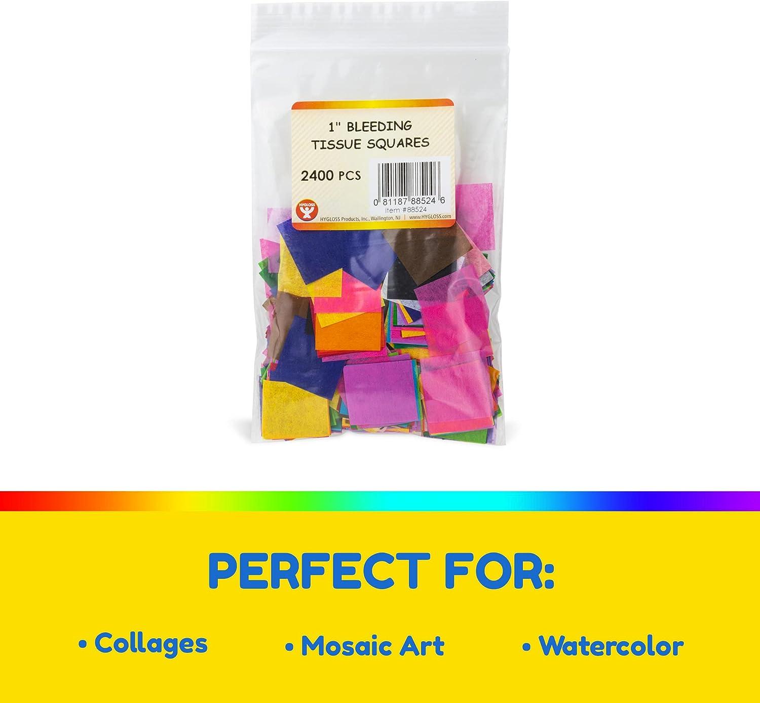 Hygloss Bleeding Tissue Paper Squares - 20 Assorted Colors, 1-Inch ...