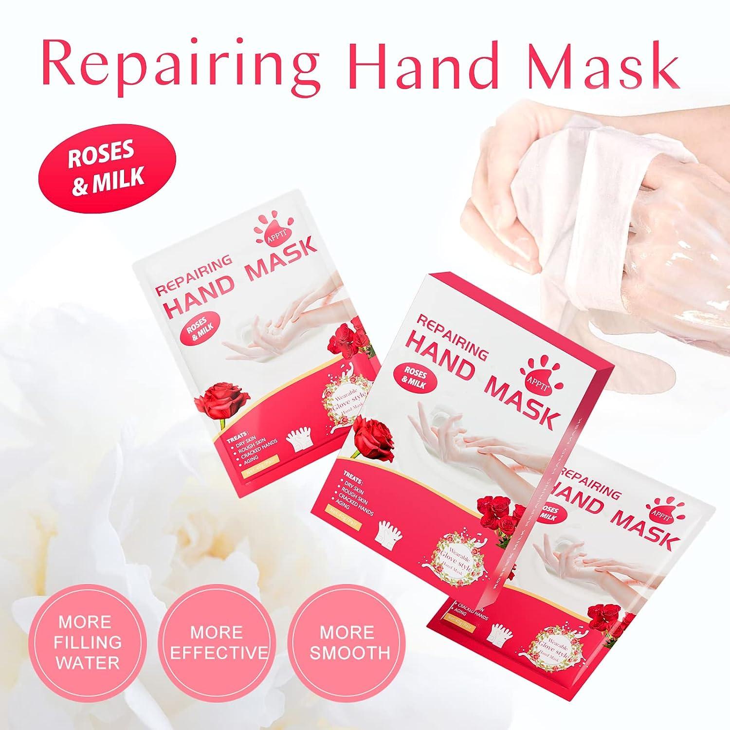 APPTI Hand Mask 5 Pairs - Repair Dry, Rough, Cracked Hands with Rose ...