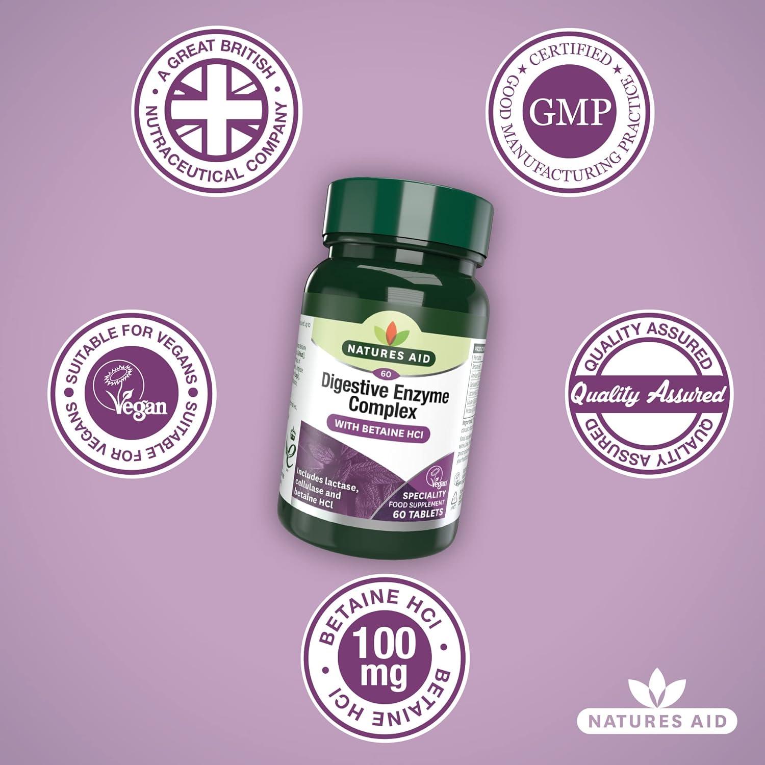 Natures Aid Vegan Digestive Enzyme Complex with Betaine HCl 60 Tablets | Buy Now with Express ...