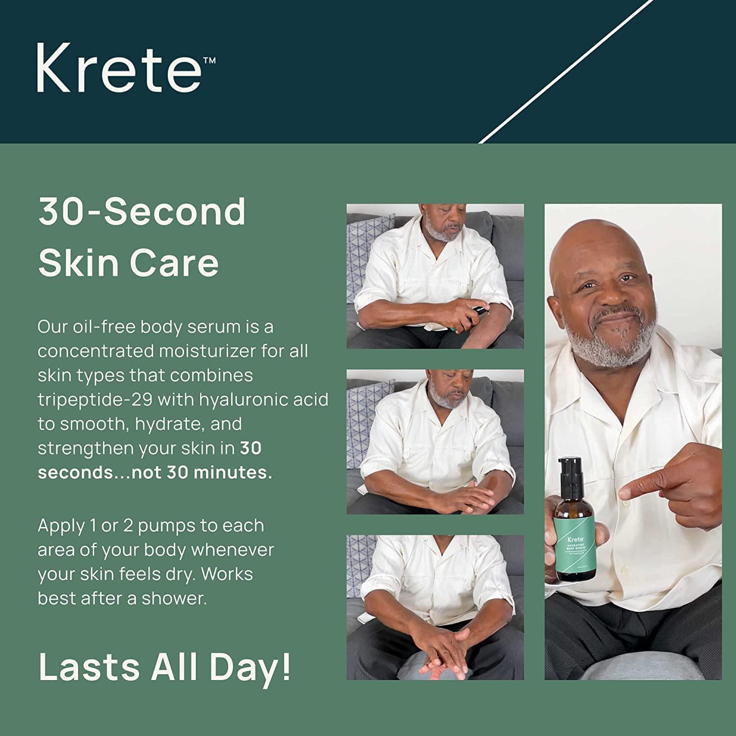 KRETE Hydrating Body Serum | 4 fl oz + 7 Day Sample | Moisturizing ...
