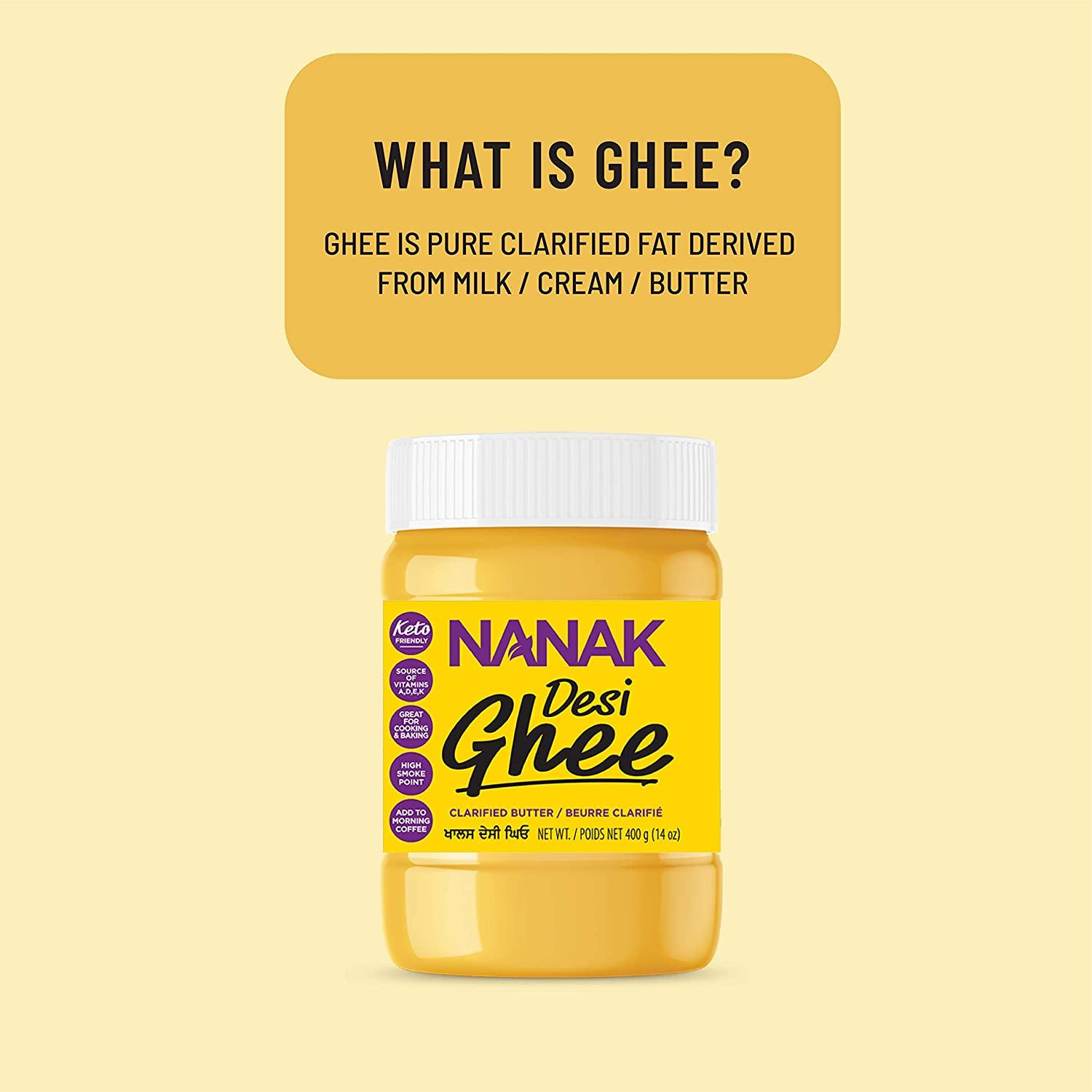 Nanak Desi Ghee Clarified Butter - Premium Quality, Keto & Paleo Certified, Lactose-Free, Source ...