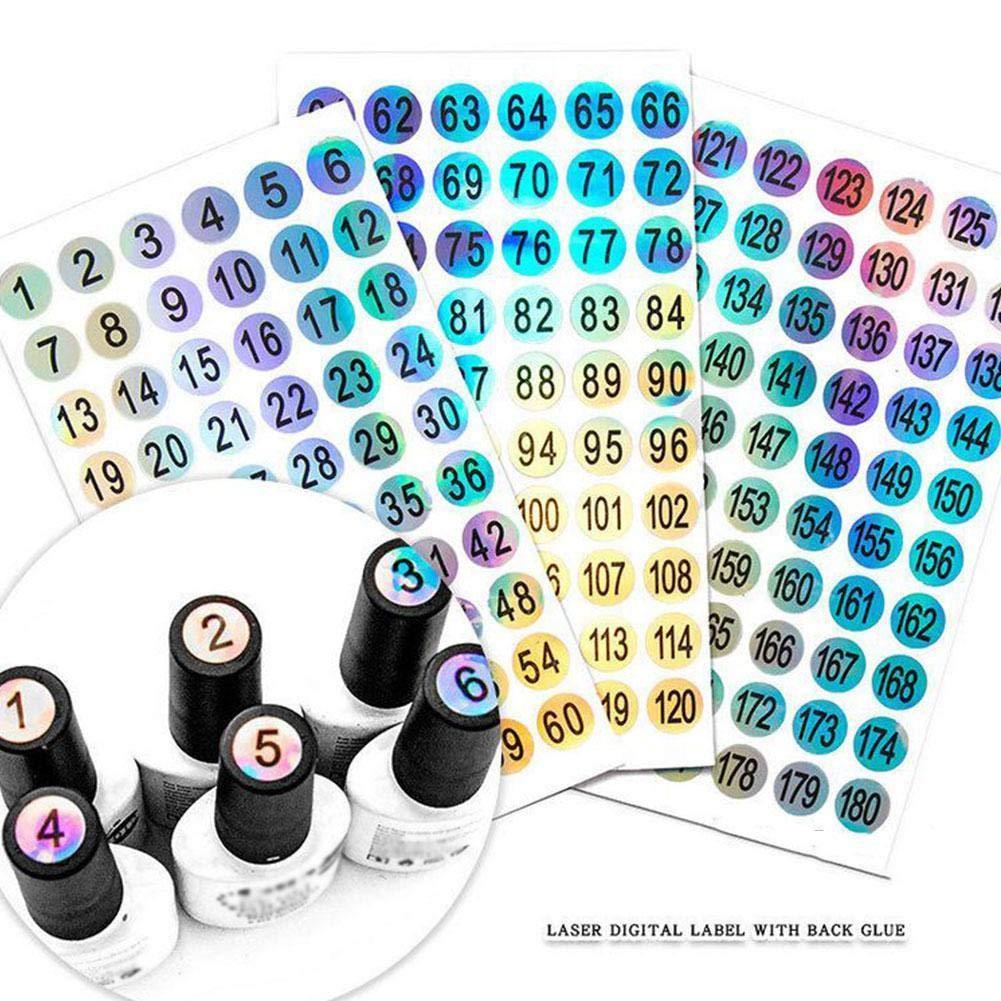 10 Sheet Number Sticker Labels for Nail Polish | Color Lacquer Marking ...