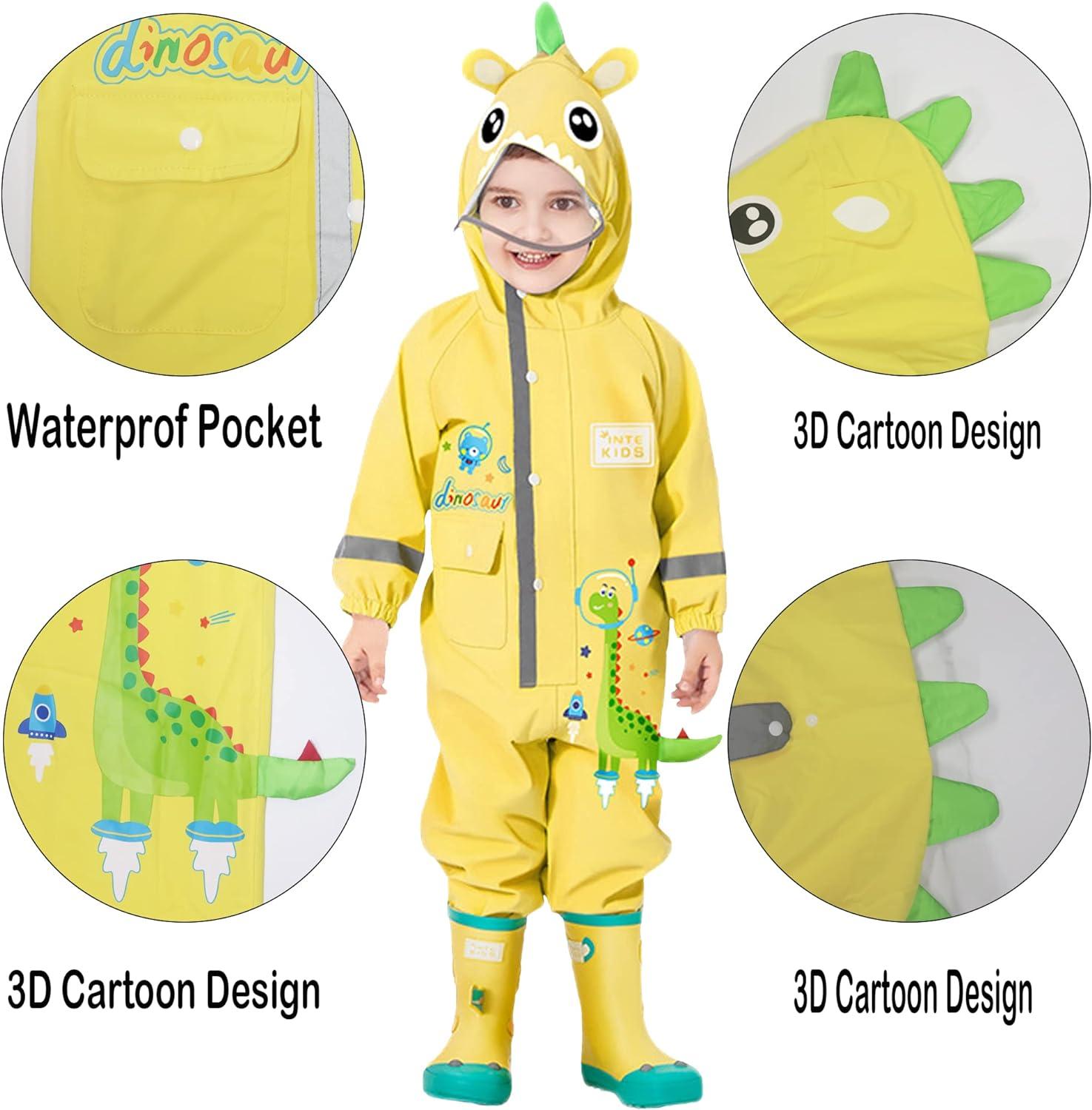 Fewlby Kids Puddle Suit Rain Suit - S/1-2 Years Light Yellow | Buy Now with Express ...