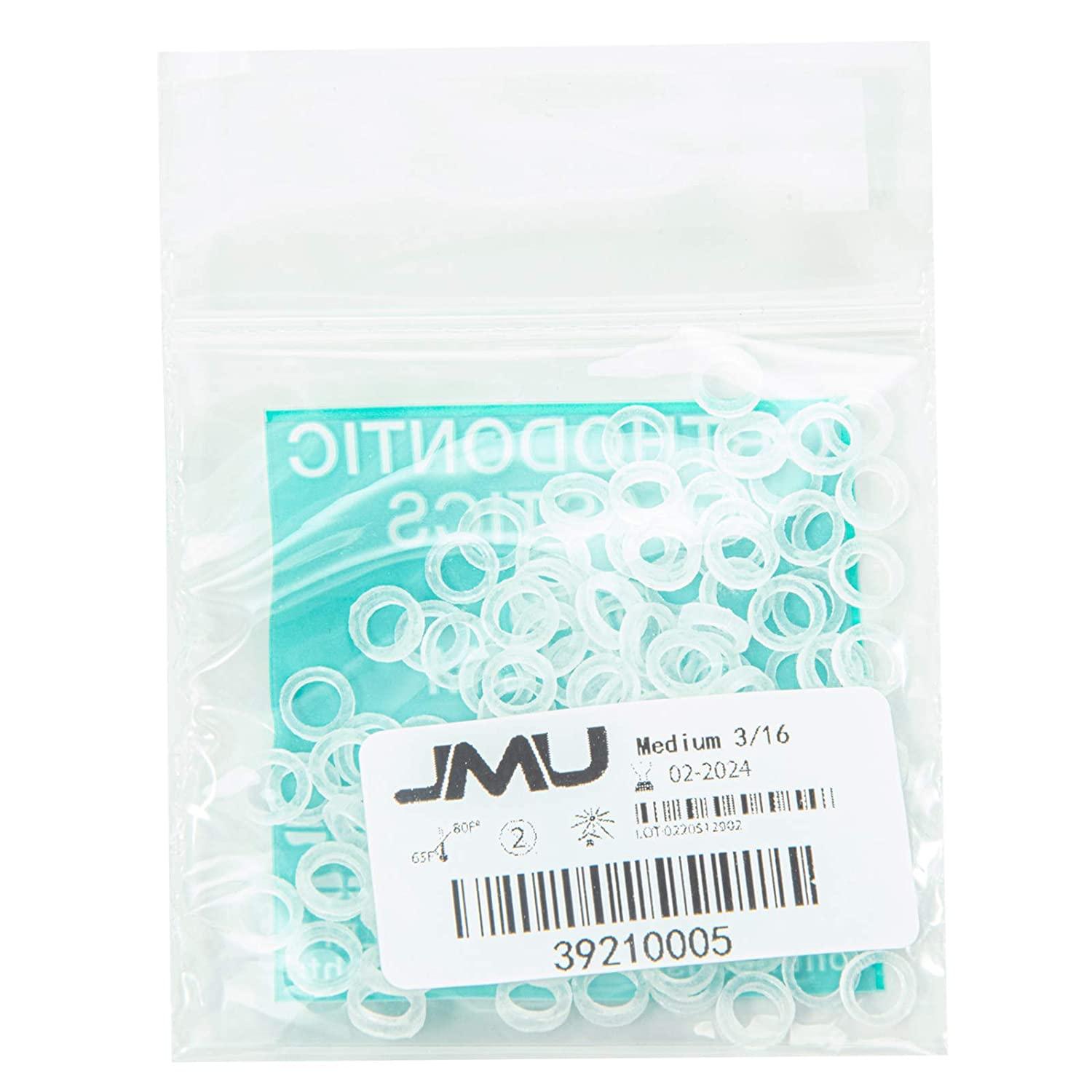 JMU 3/16 Inch Medium Orthodontic Elastics 500 Pack - Latex Free Dental Rubber Bands - Made in ...