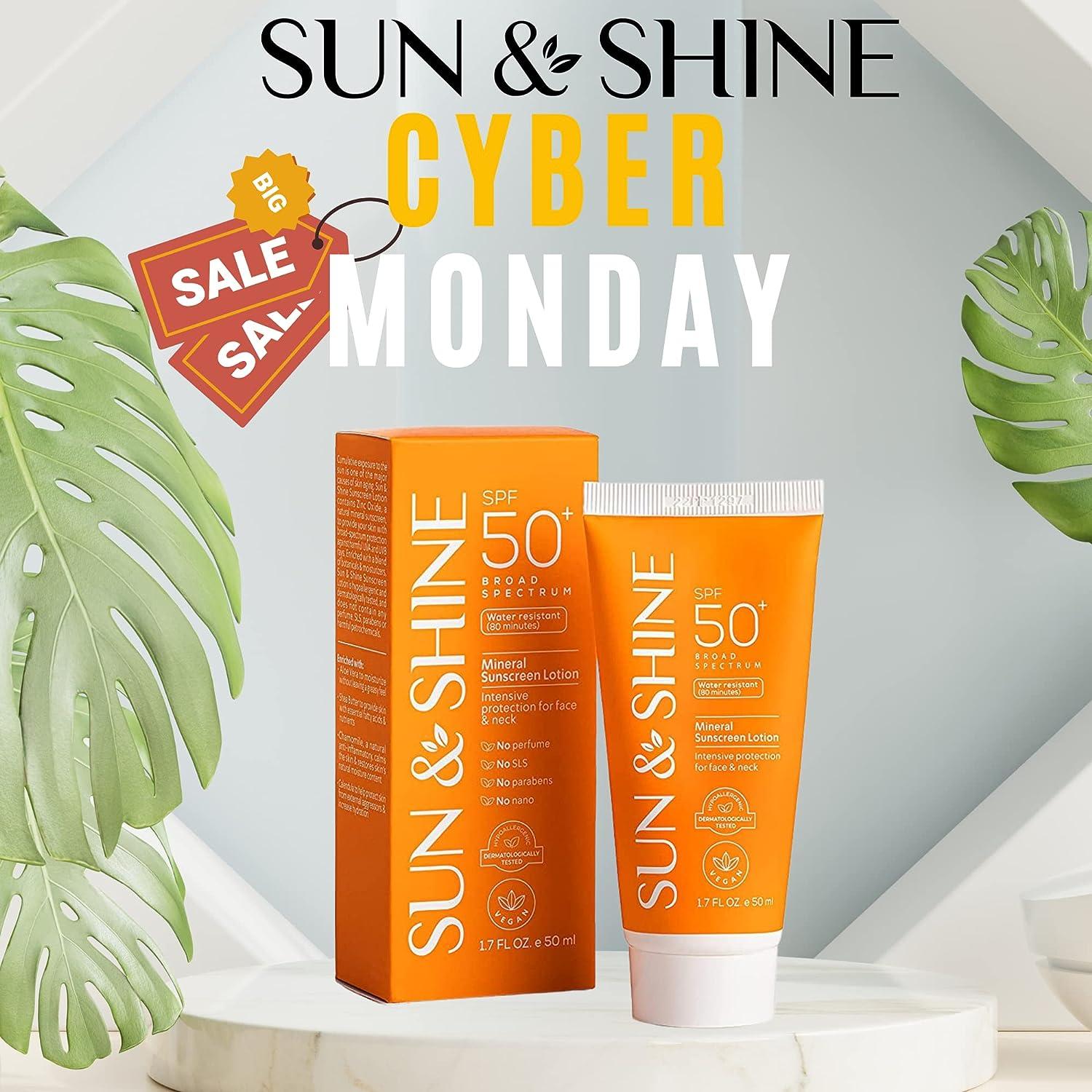 SUN & SHINE Mineral Sunscreen Lotion SPF50 1.7 Oz - Broad Spectrum UVA ...