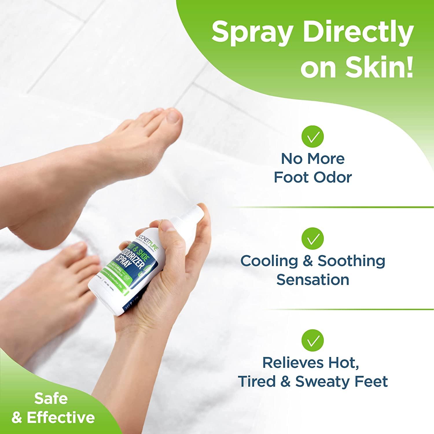 Rocket Pure Natural Shoe & Foot Deodorizer Spray (Mint, 2 Pack) - Odor ...