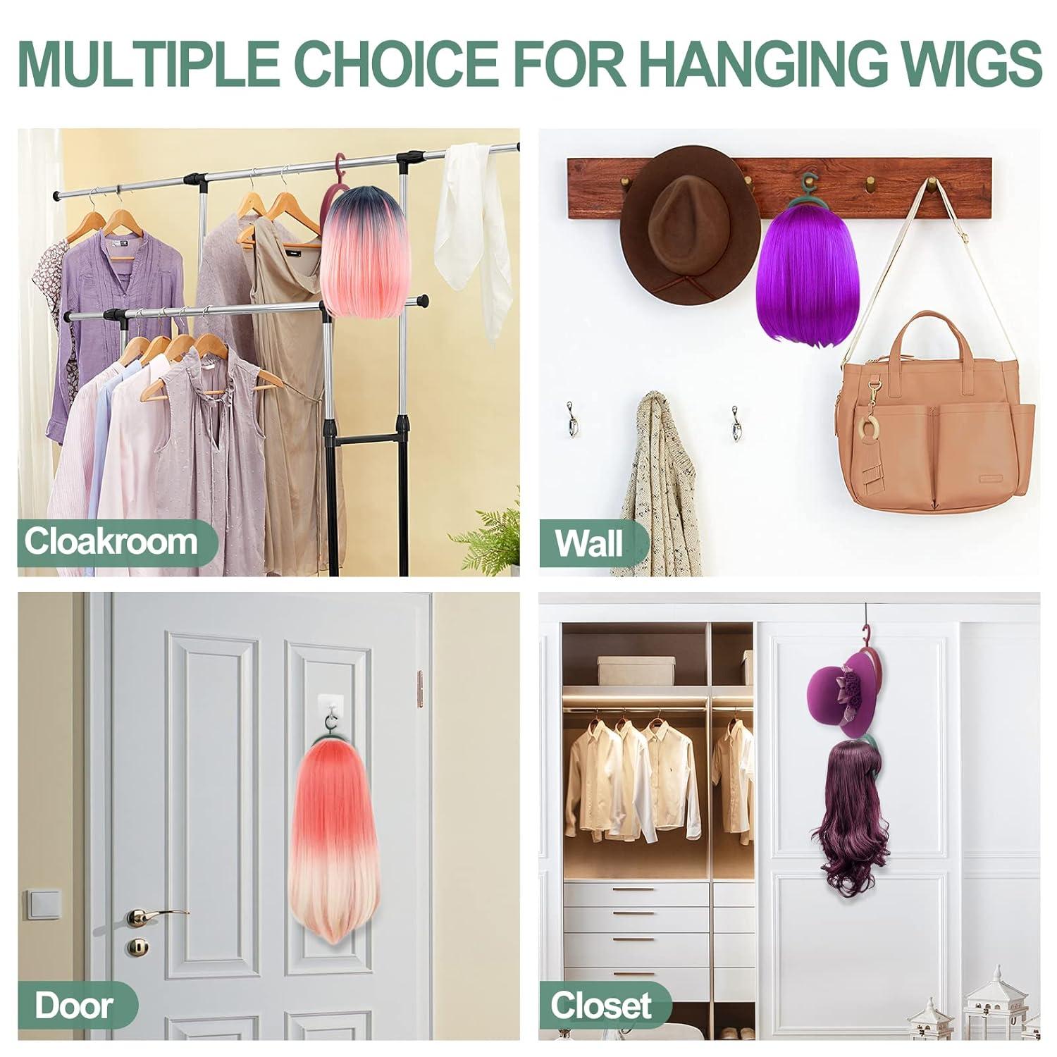 Hanging Wig Stand 4 Pack - Portable & Collapsible Wig Hanger for ...