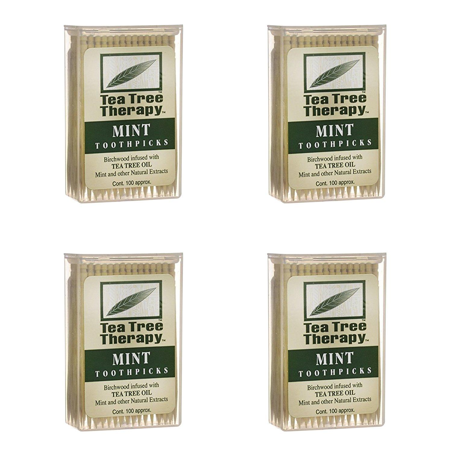Tea Tree & Menthol Toothpicks (100 Count) - 4-Pack by Tea Tree Therapy ...