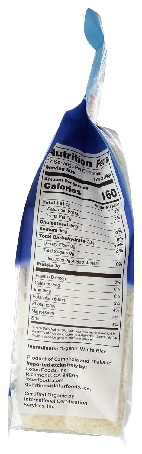 LOTUS FOODS Organic White Jasmine Rice - 30 OZ | Authentic Thai ...