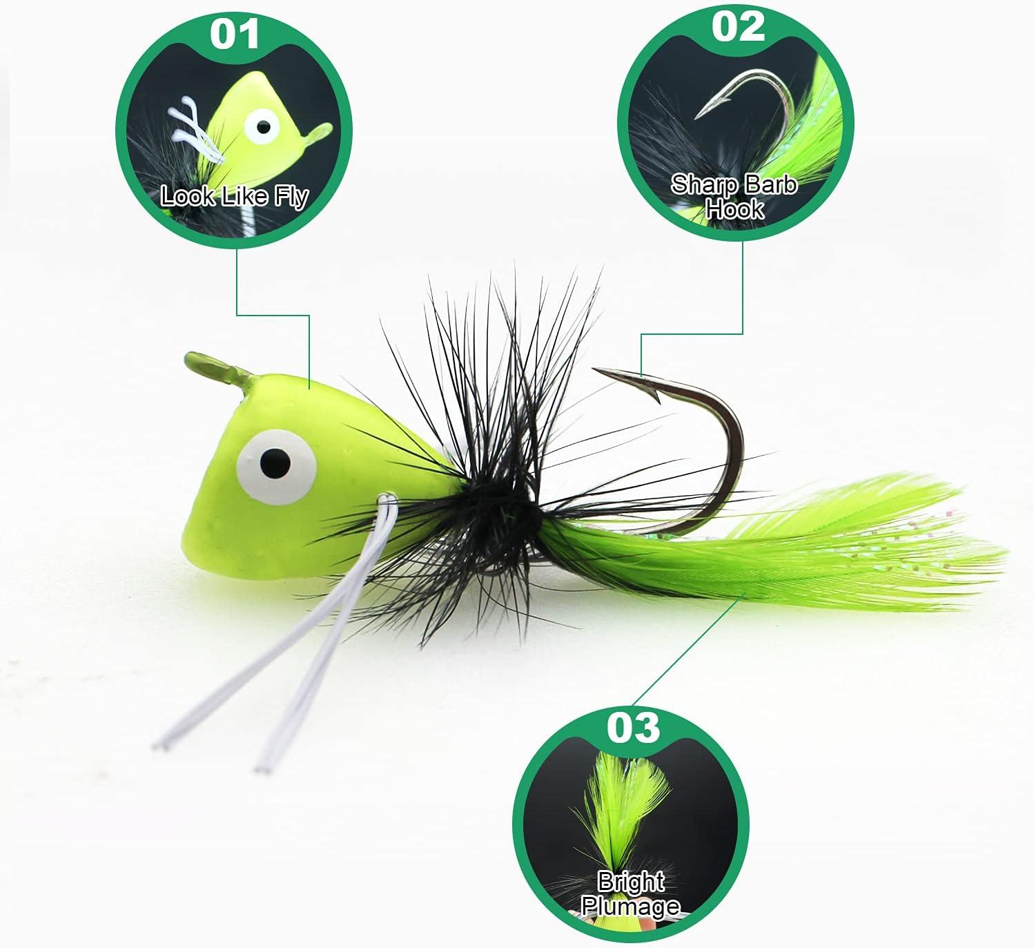 Pepo Fly Fishing Poppers - Topwater Lures for Bass, Crappie, Bluegill ...
