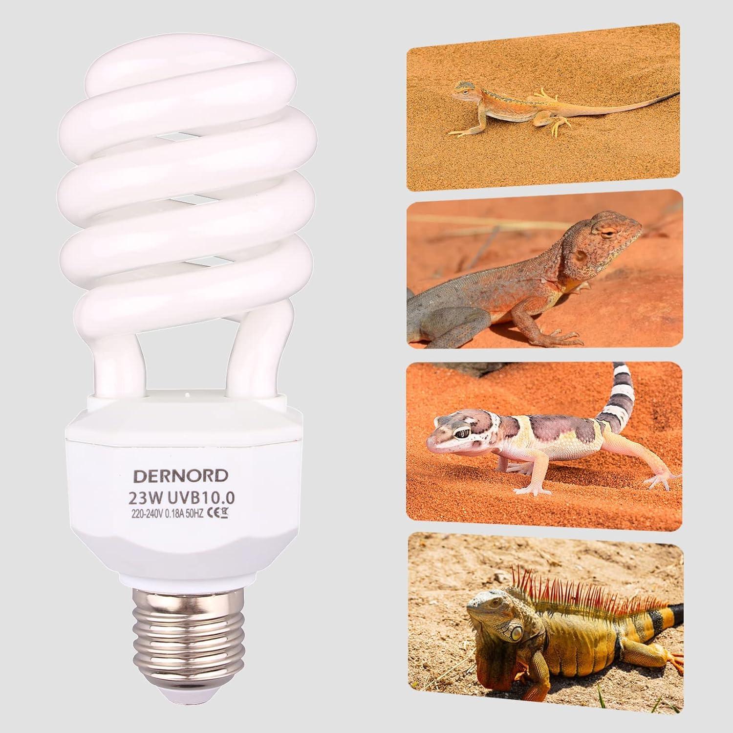 Dernord UVB and UVA Light Bulb 10.0 - 23W Compact Lamp for Lizard ...