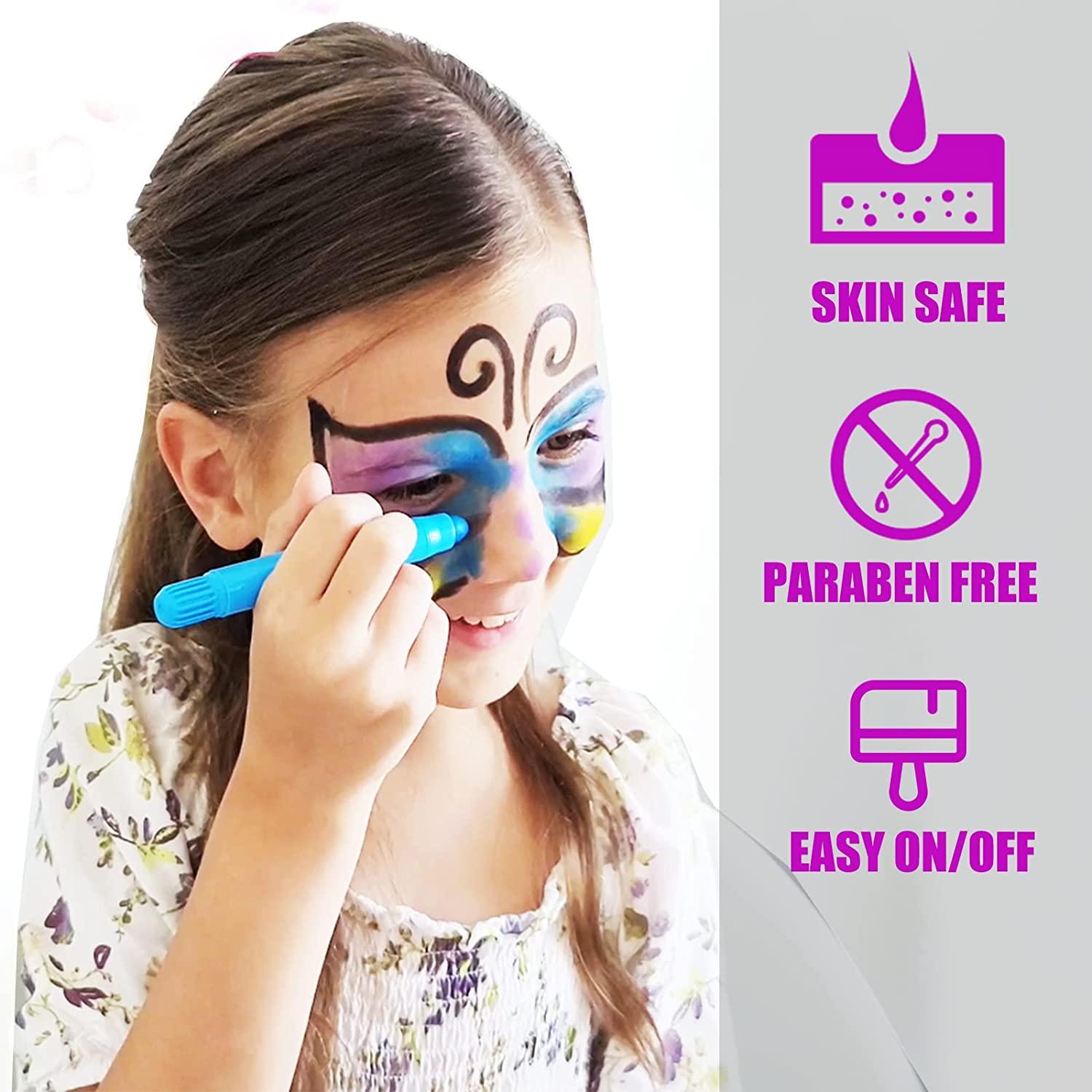 Jim&Gloria Face Paint Kit - 12 Gold & Silver Colors, Washable Crayons ...