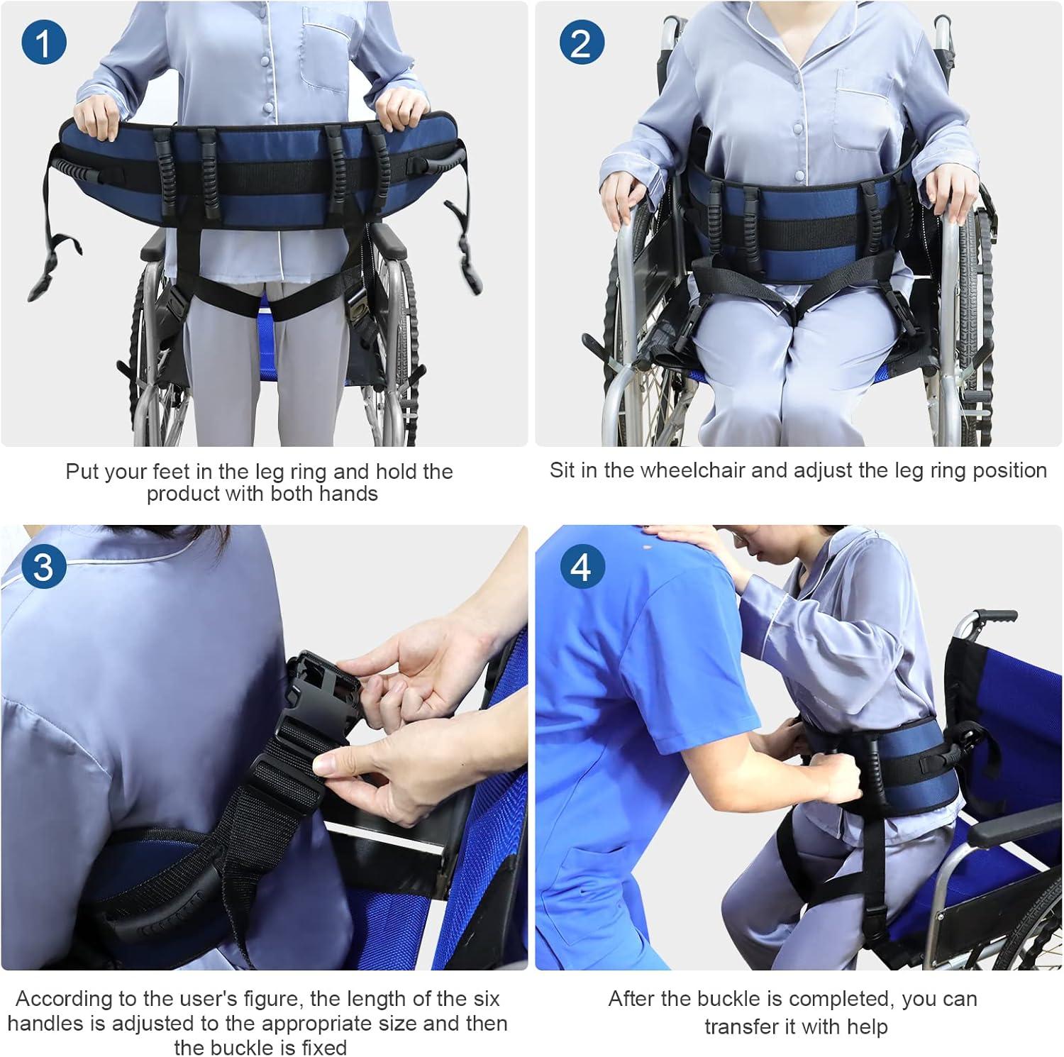 Transfer Gait Belt with 6 Handles & Leg Loops - Dark Blue Ideal for ...