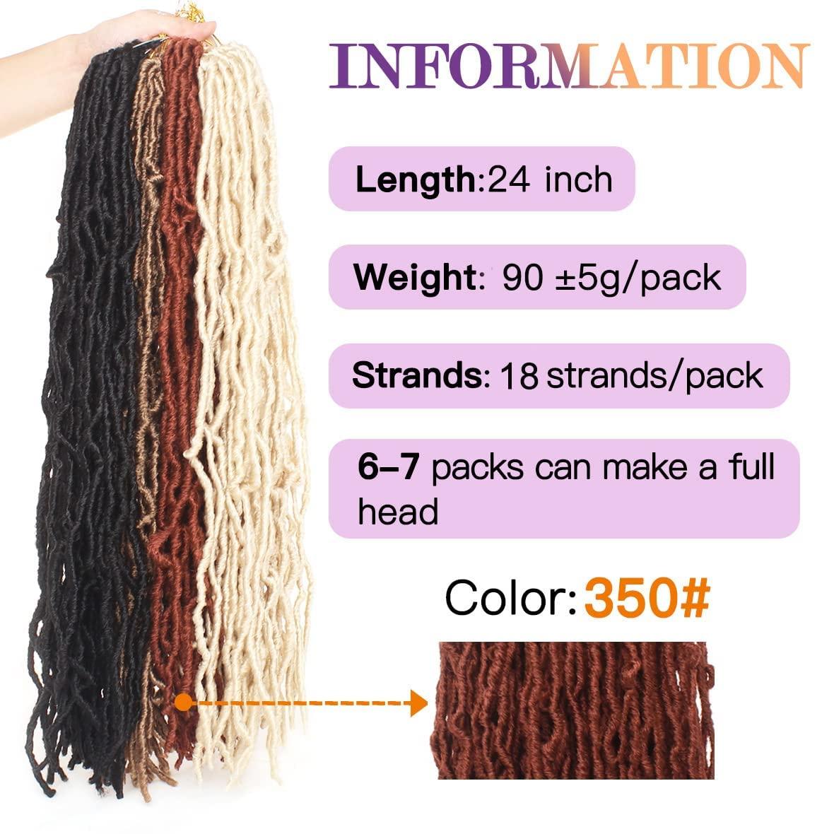 ZRQ 24 Inch Ginger Soft Locs Crochet Hair - 6 Packs Pre-looped Goddess ...