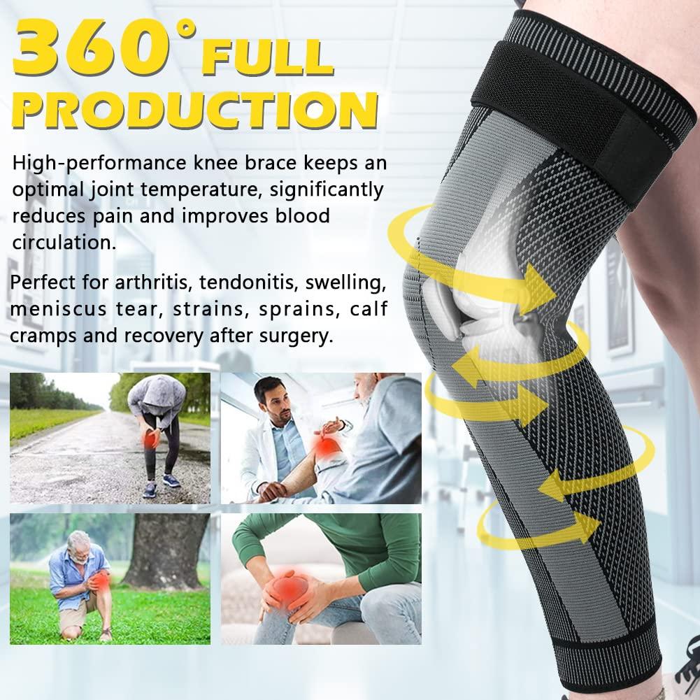 Beister Compression Full Leg Sleeves with Knee Support Straps - Black ...