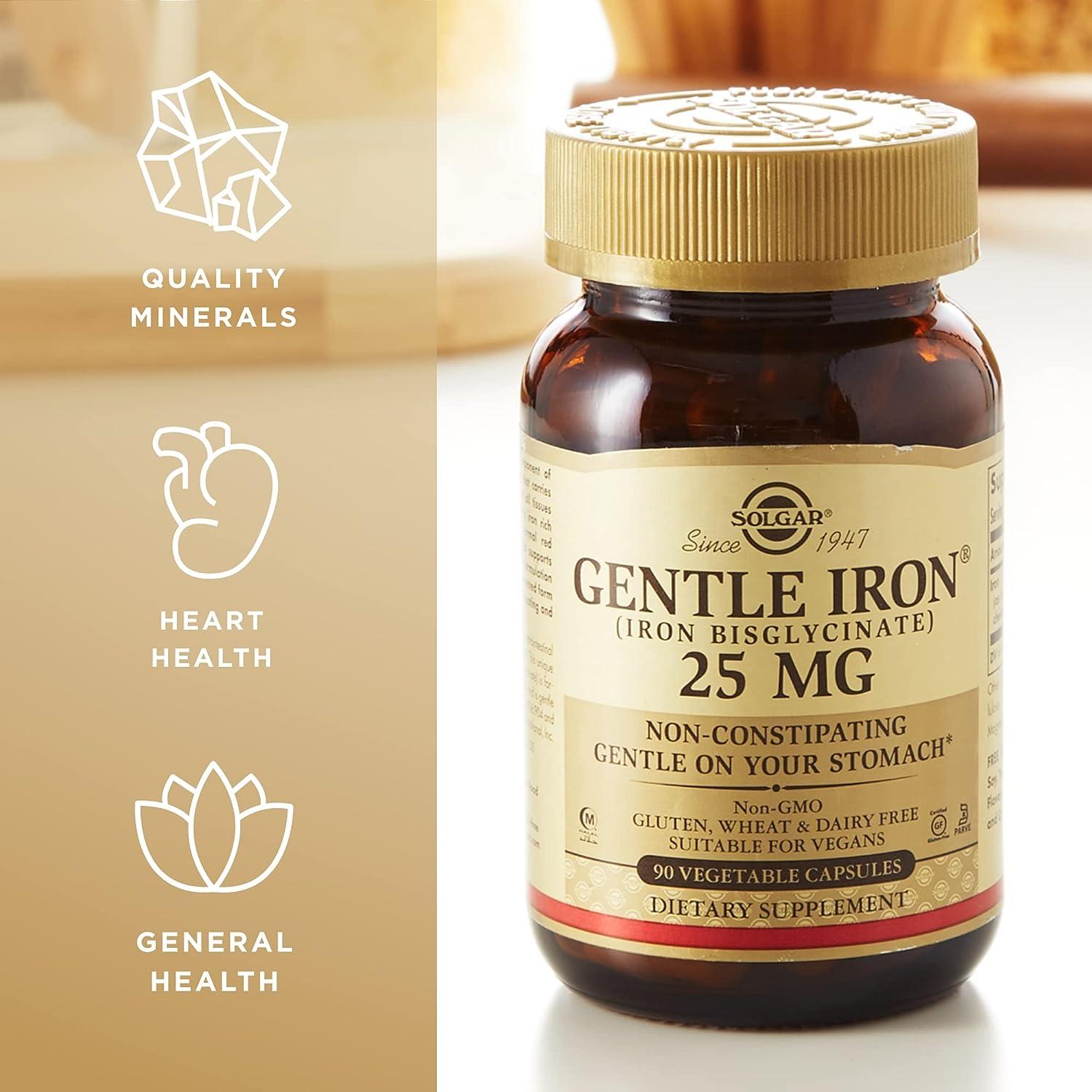 Solgar Gentle Iron 25mg - 90 Vegetable Capsules | Non-Constipating ...