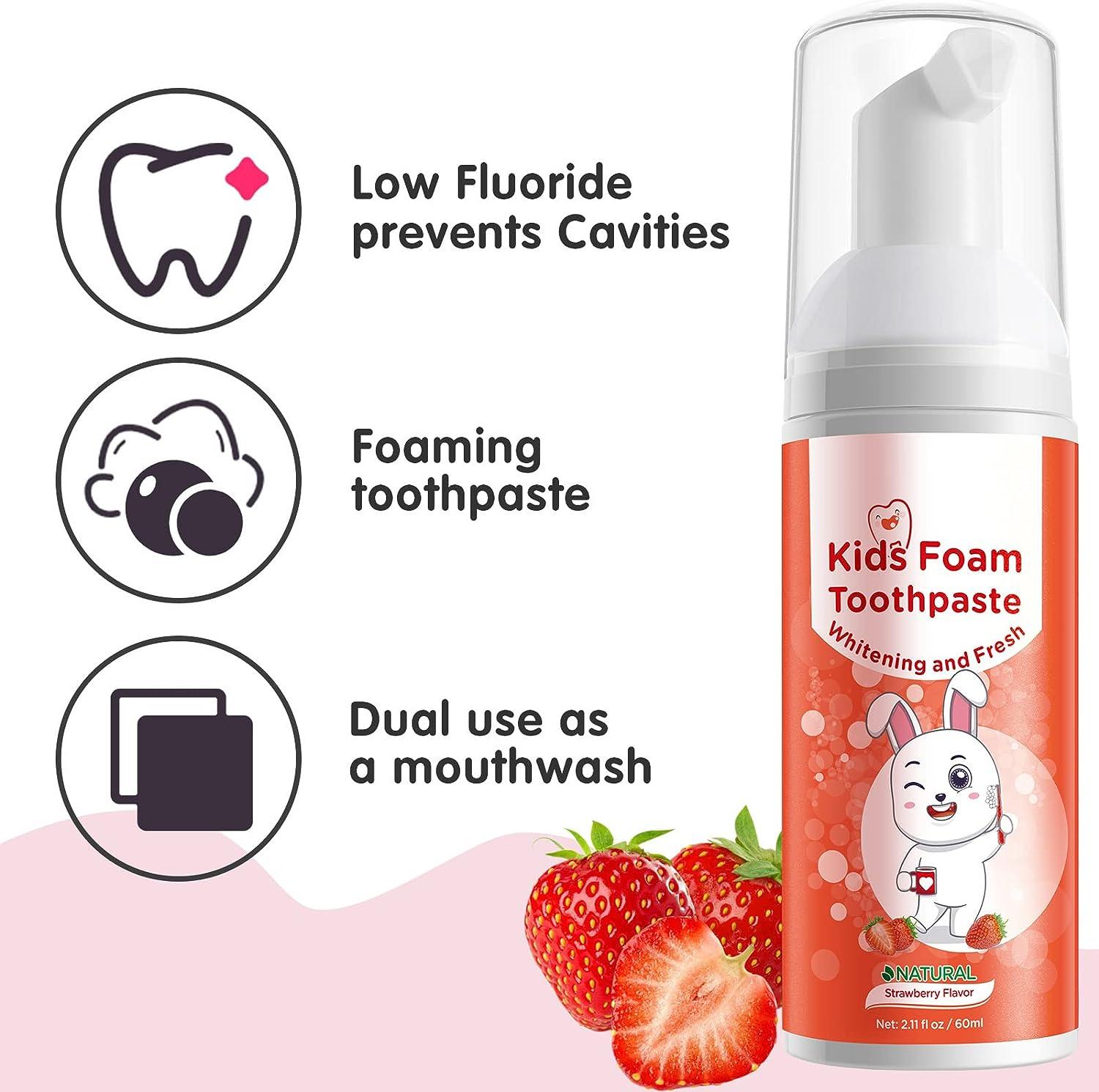 Kids Foam Toothpaste with Low Fluoride - Anti-Cavity, Whitening & Fresh ...