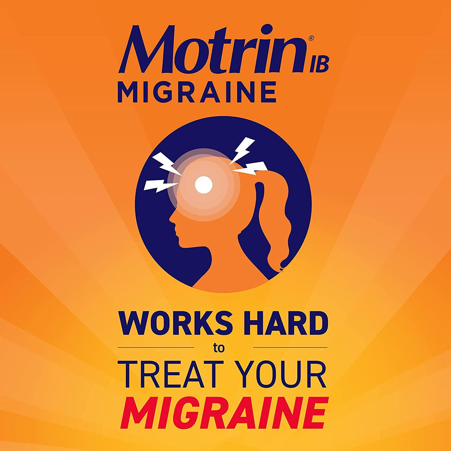 Motrin IB Migraine Liquid Gel Caps, Ibuprofen 200 mg, Migraine Relief ...