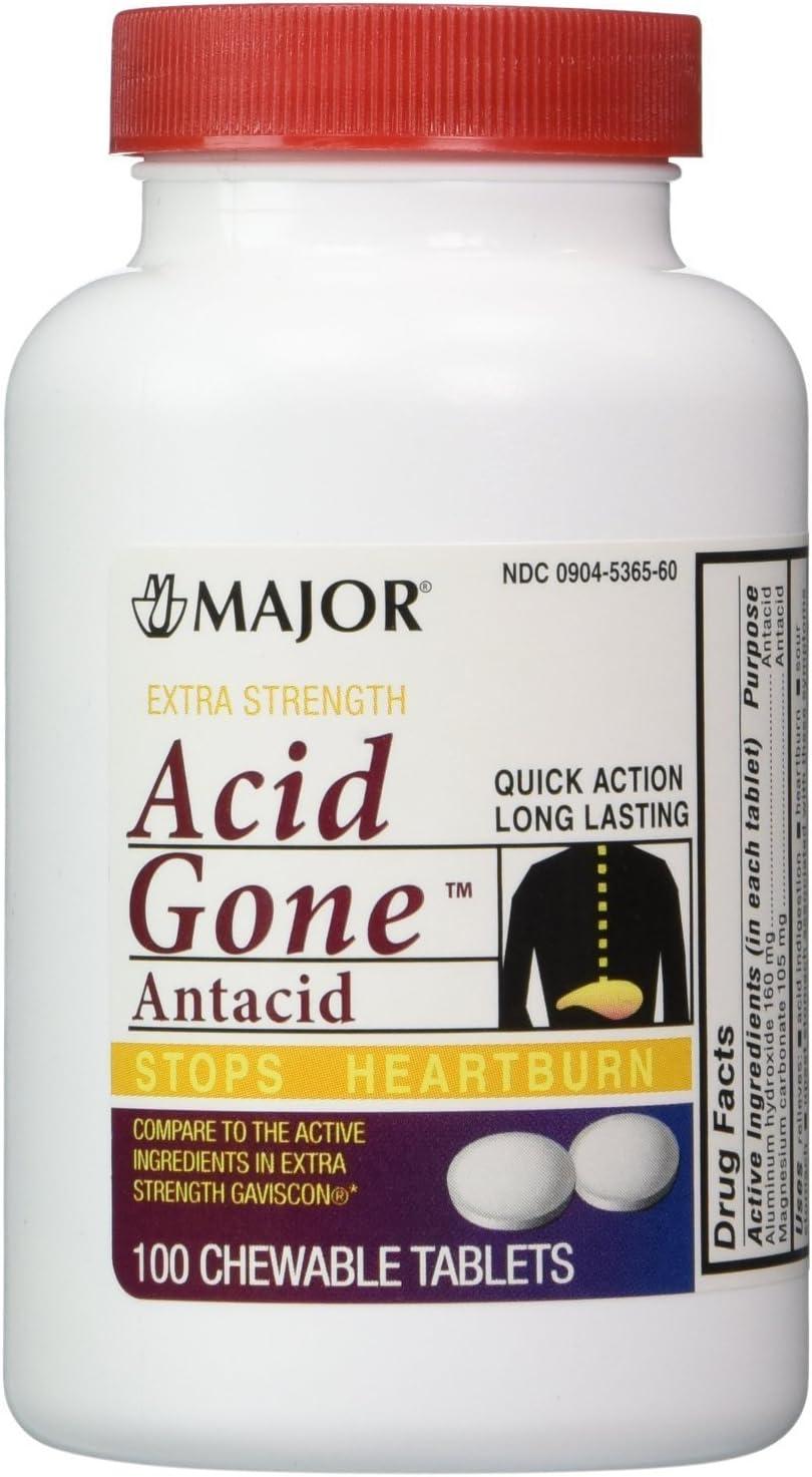Acid Gone Antacid Chewable Tablets - 600 Ct. (6 Bottles) - Generic for ...