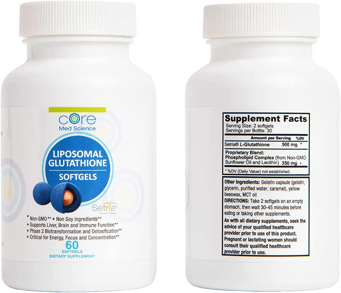 Liposomal Glutathione 500mg Softgels by Core Med Science | Setria ...