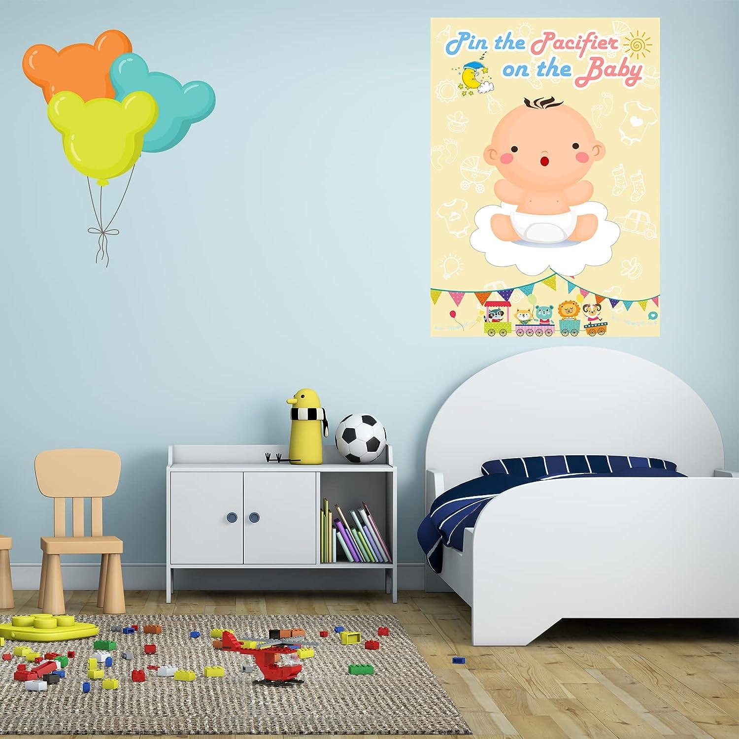 Hooqict Pin the Pacifier Game Poster w/ 72 Pacifiers Stickers | Baby ...