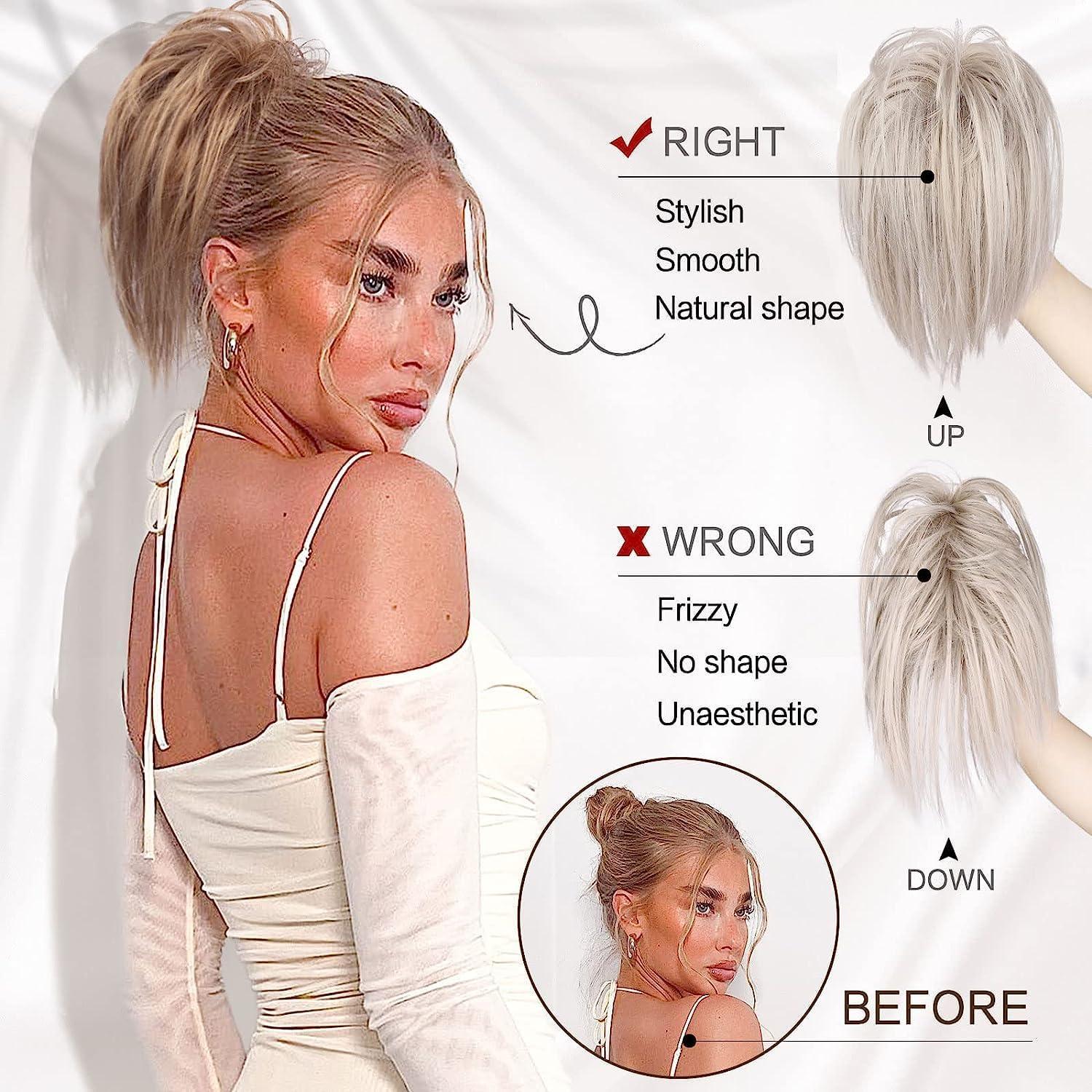 PORSMEER 10 Inch Claw Clip Ponytail Hair Extension in Silver Blonde ...