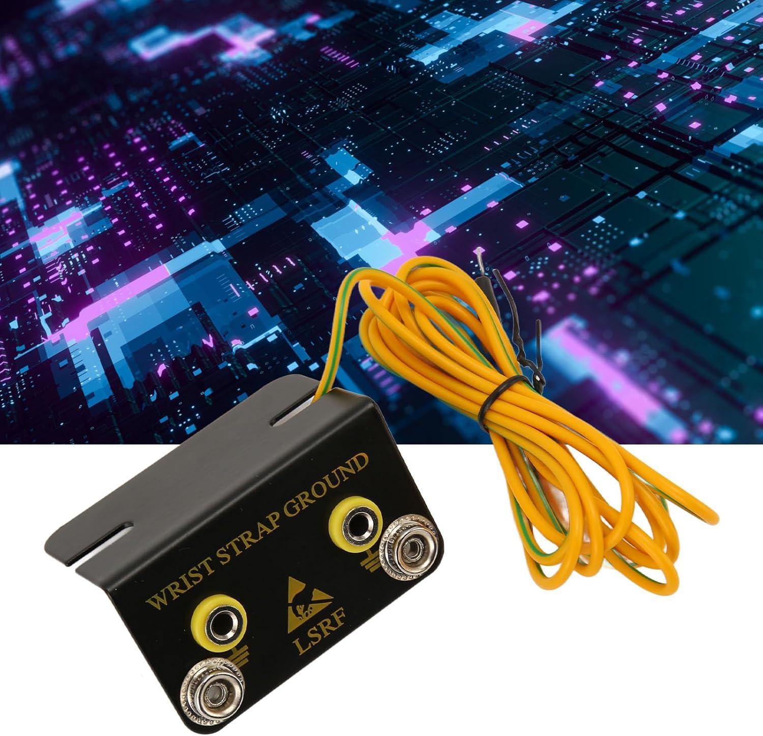 2-Hole Grounding Plug for ESD Wristbands | 1.6m Anti-Static Cable ...