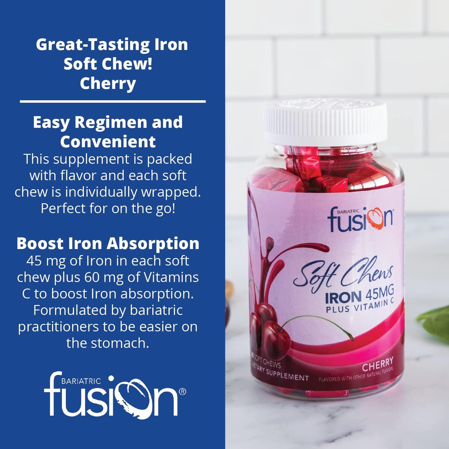 Bariatric Fusion Cherry Iron Soft Chew - 60 Count - 2 Month Supply ...
