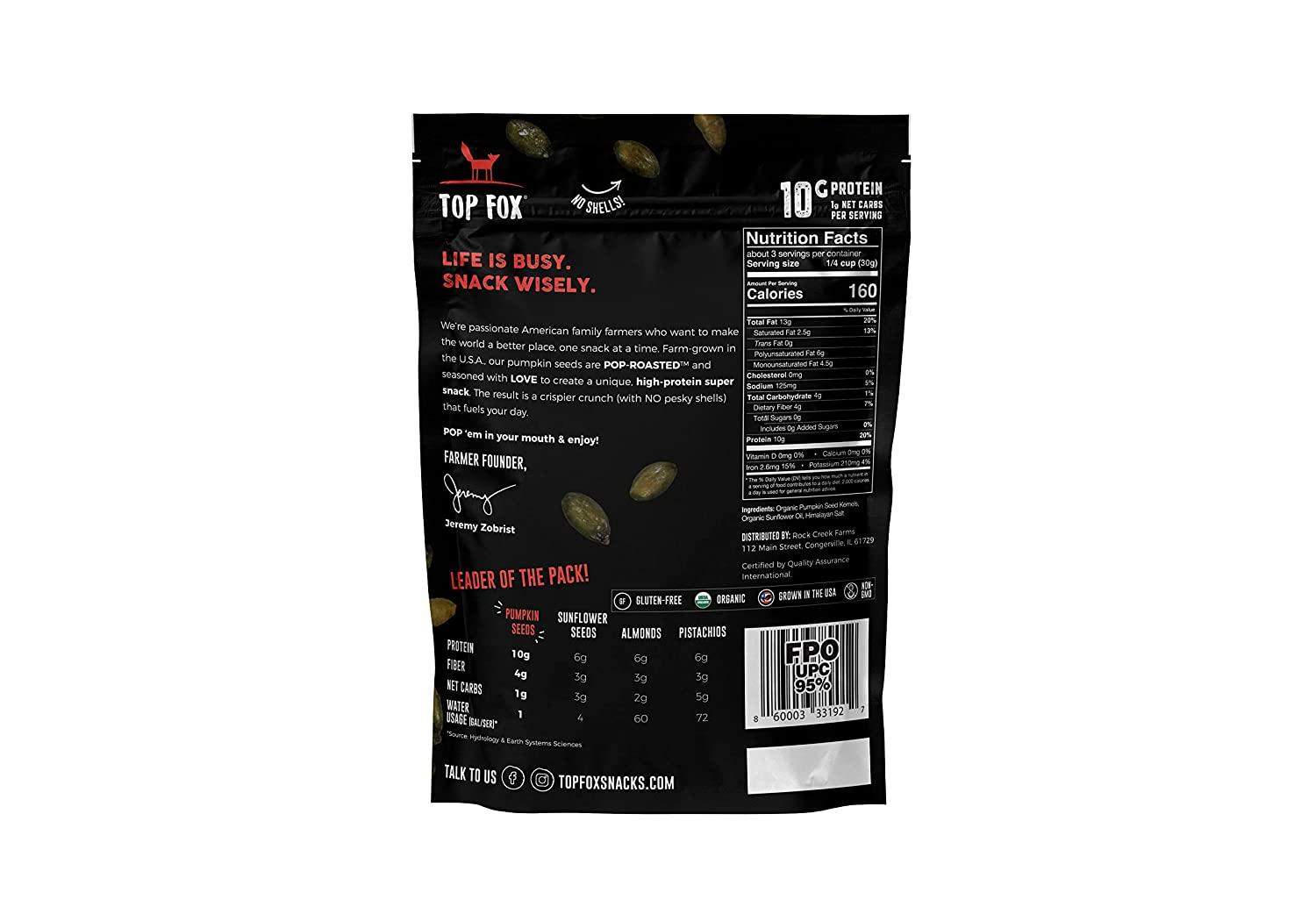 Top Fox Snacks | Organic Pop-Roasted Pumpkin Seeds | Gluten-Free, Keto ...