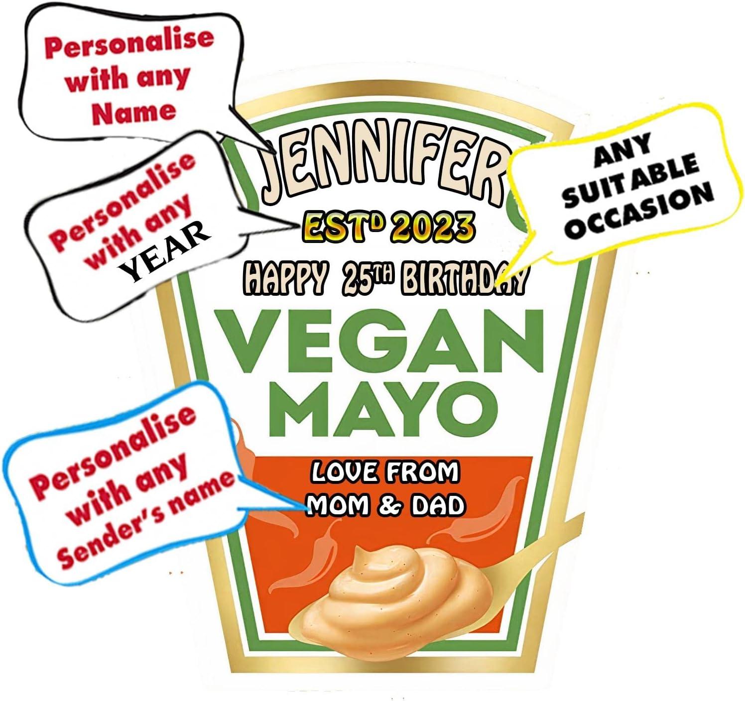 Personalised Customised Bottle Label Sticker for Heinz Vegan Mayo 220ml ...