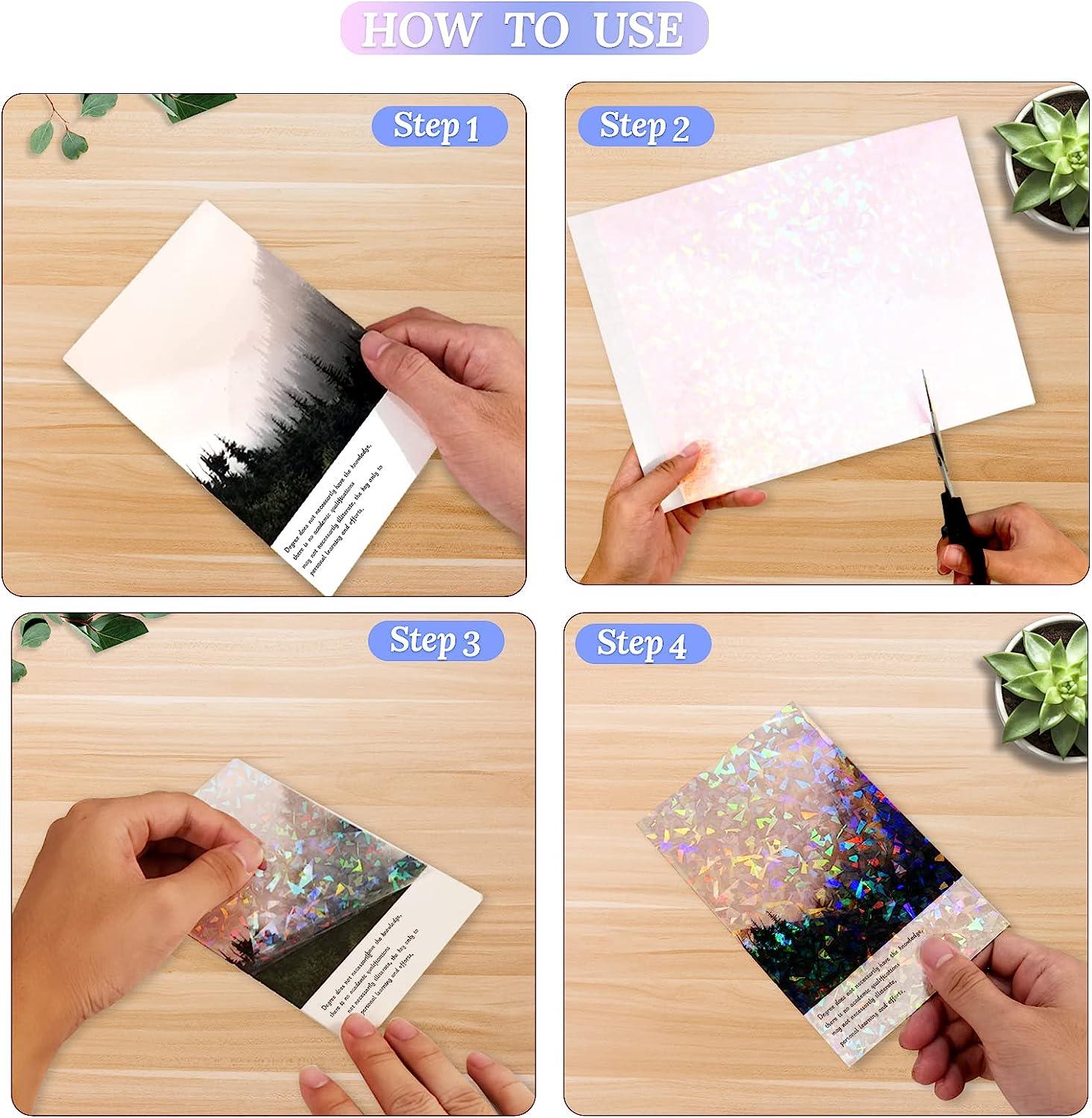 36 Sheets Holographic Sticker Paper Transparent Holographic Vinyl ...