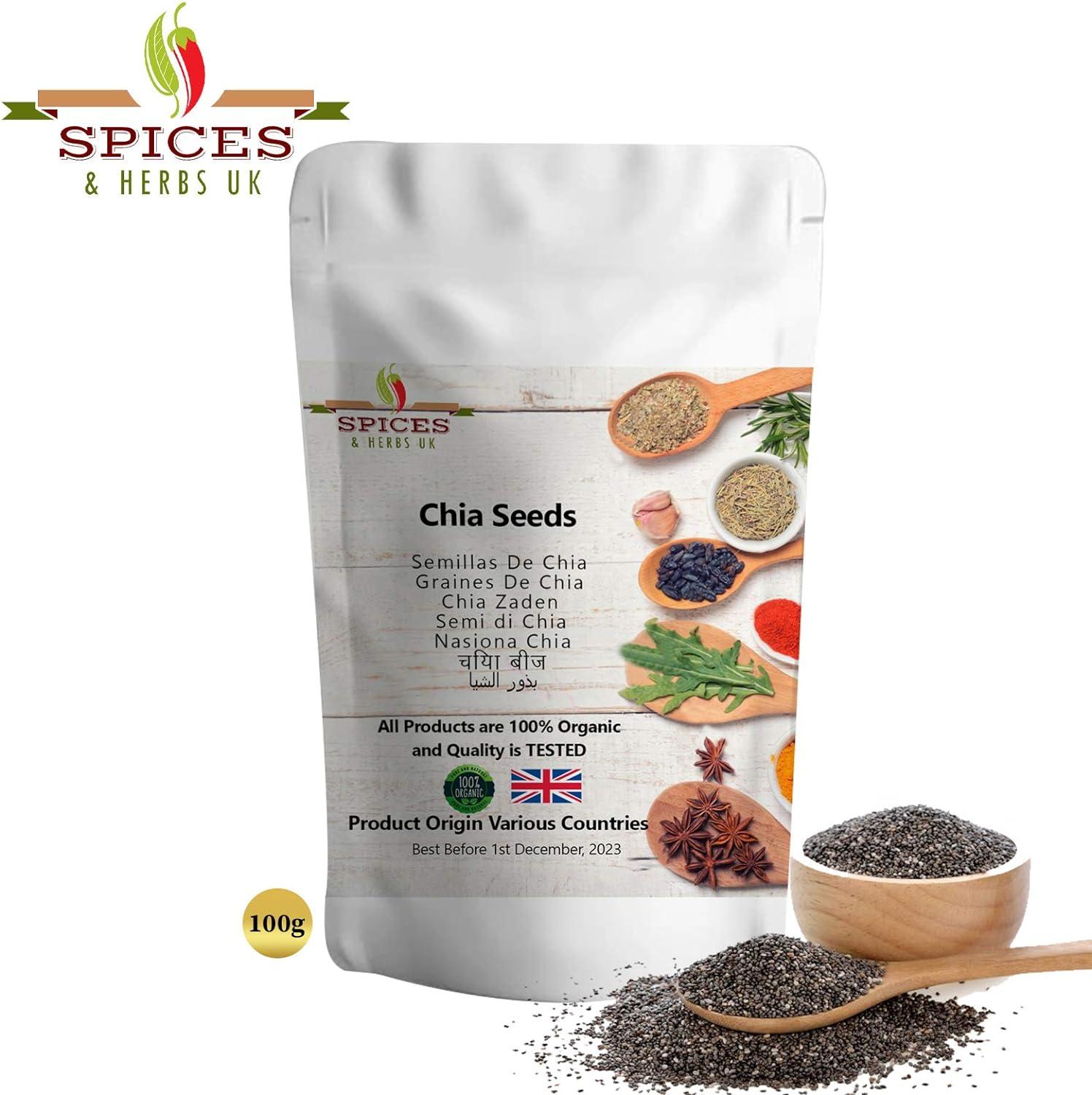 Organic Chia Seeds Premium Quality | Spices&herbsuk | High Protein ...