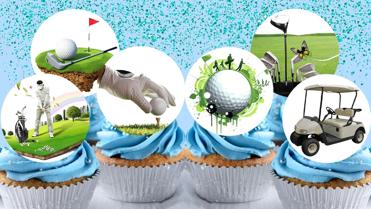 24 x Pre-Cut Golf 2 Edible Stand up Wafer Paper Cupcake Toppers Cake ...