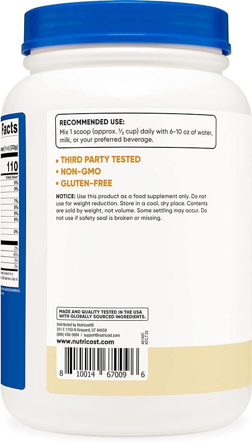Nutricost Casein Protein Powder 2lb Vanilla - Micellar Casein Gluten ...