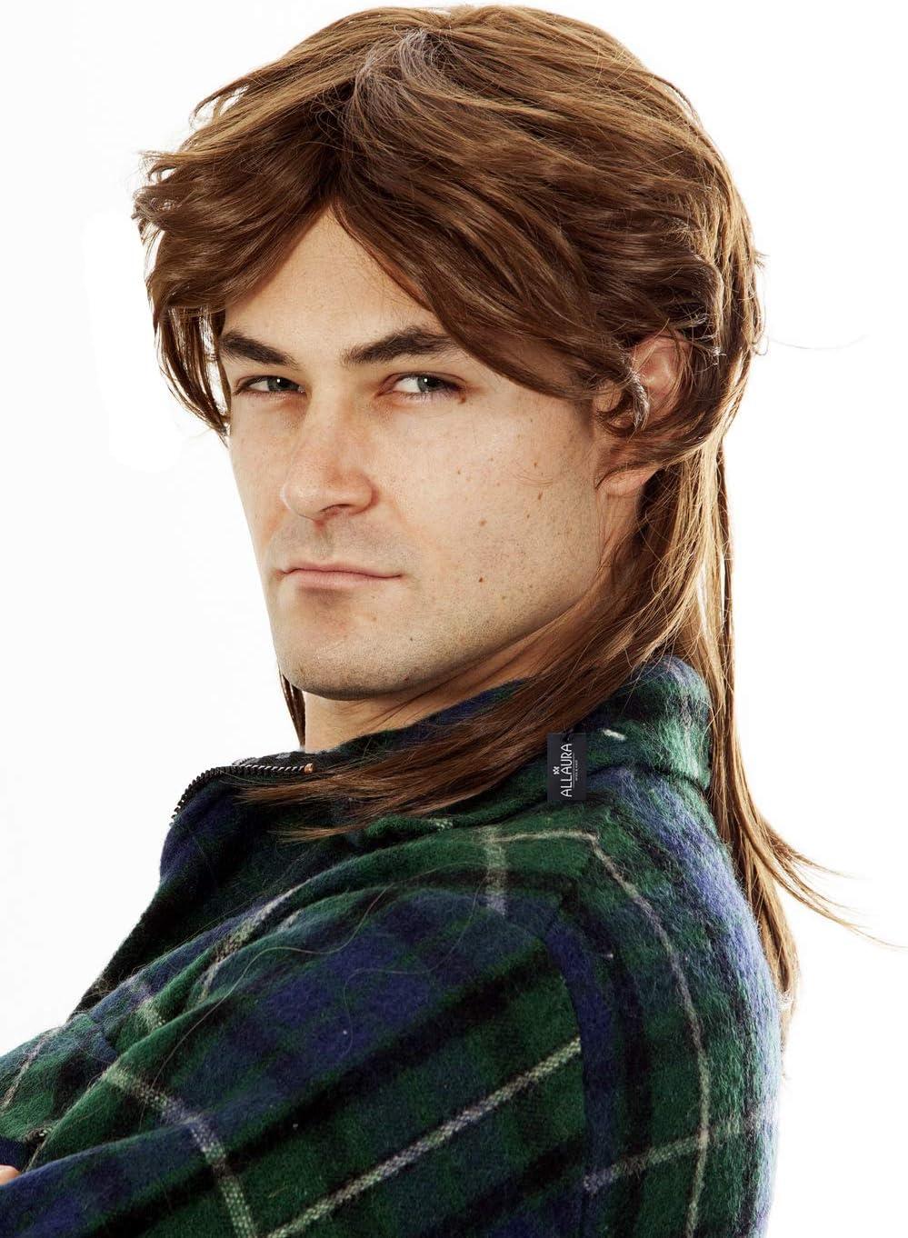 ALLAURA Brown Merica Joe Dirt Mullet Wig for Men - Perfect for 80s ...