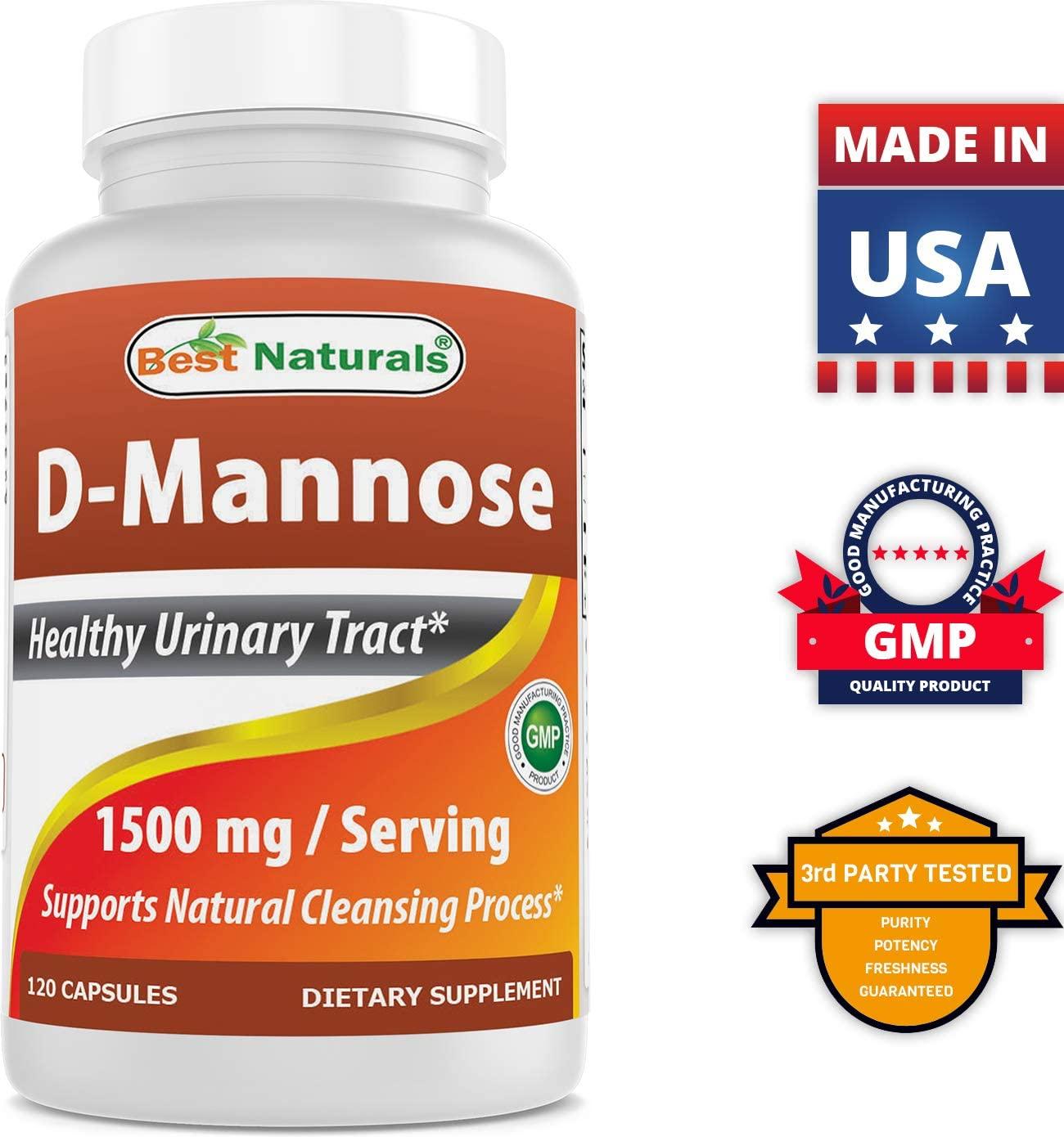 Naturals D-Mannose Capsules 1500mg - Urinary Tract Cleanse - 120 Count | Buy Now with Express ...