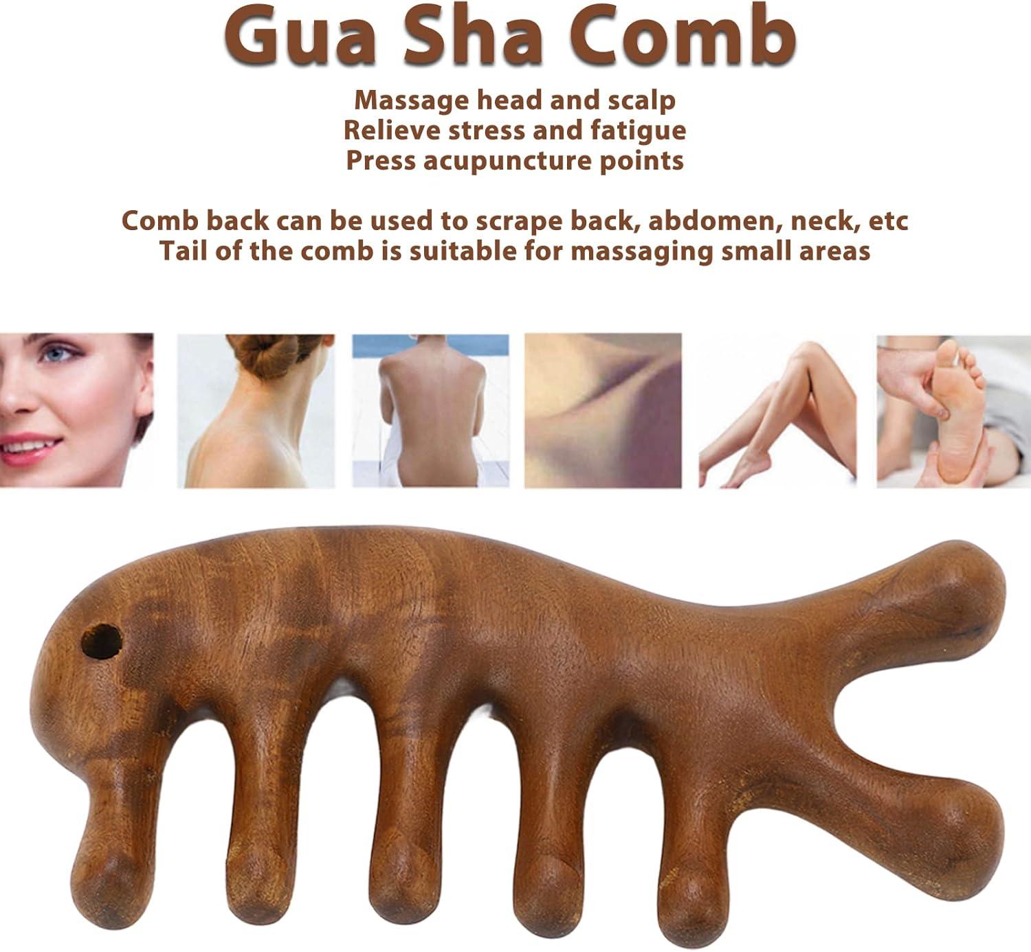 Premium Sandalwood Hood Scalp Massage Comb - Wide Tooth Wooden Hair ...