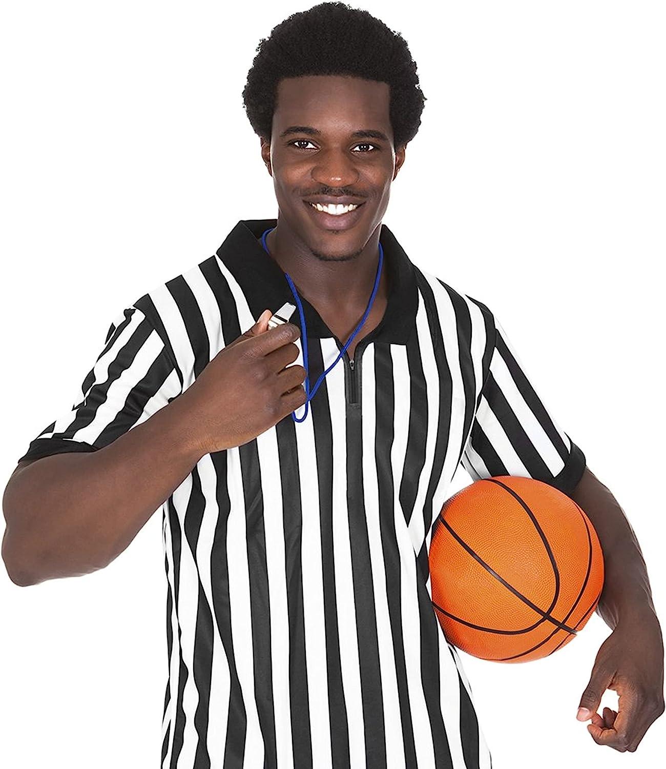 Men's Referee Necessities Bundle: Striped Jersey, Umpire Hat, Stainless ...
