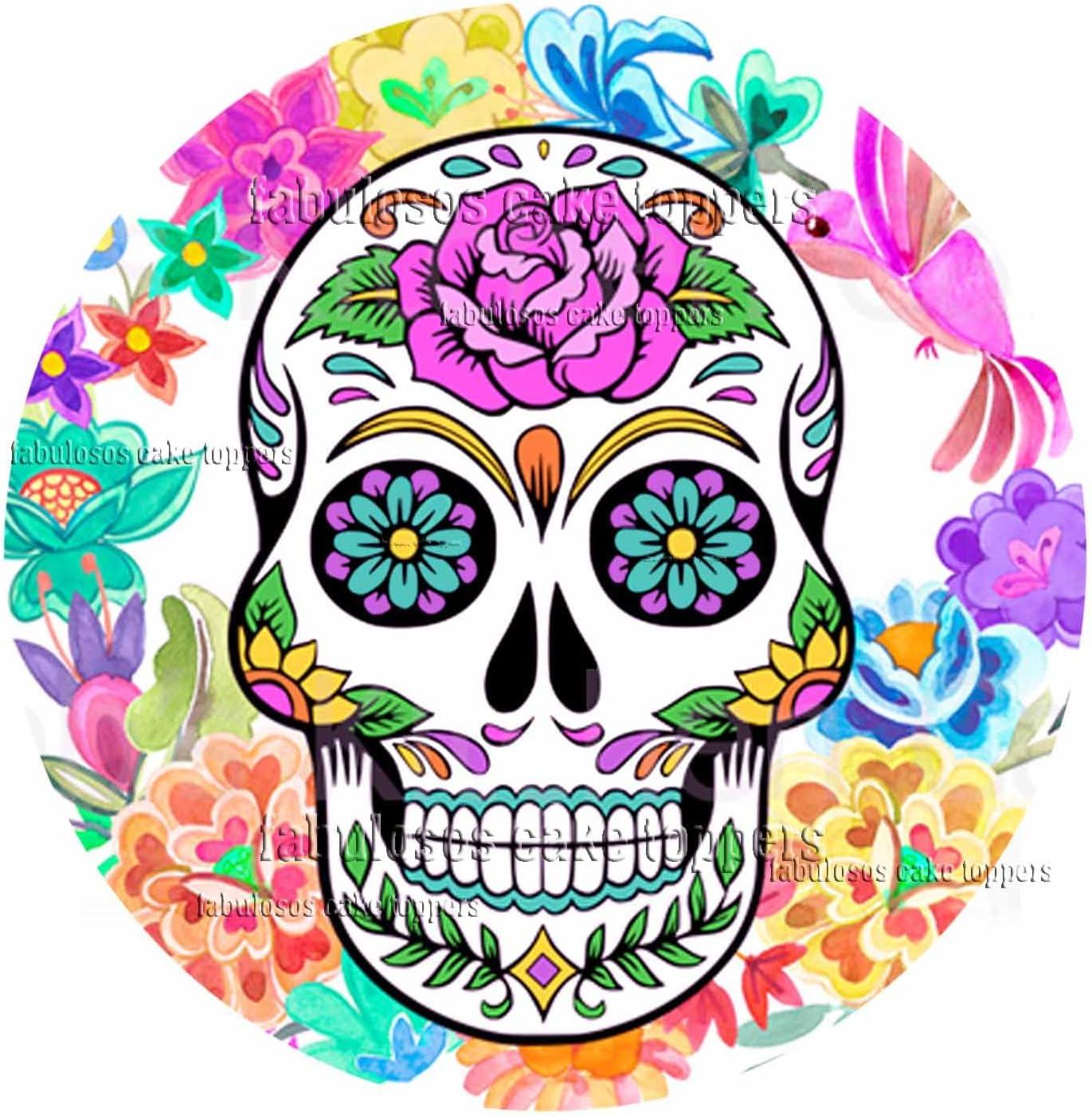 Skull Cake Topper - Edible Icing or Wafer paper - Mexican - Frieda ...