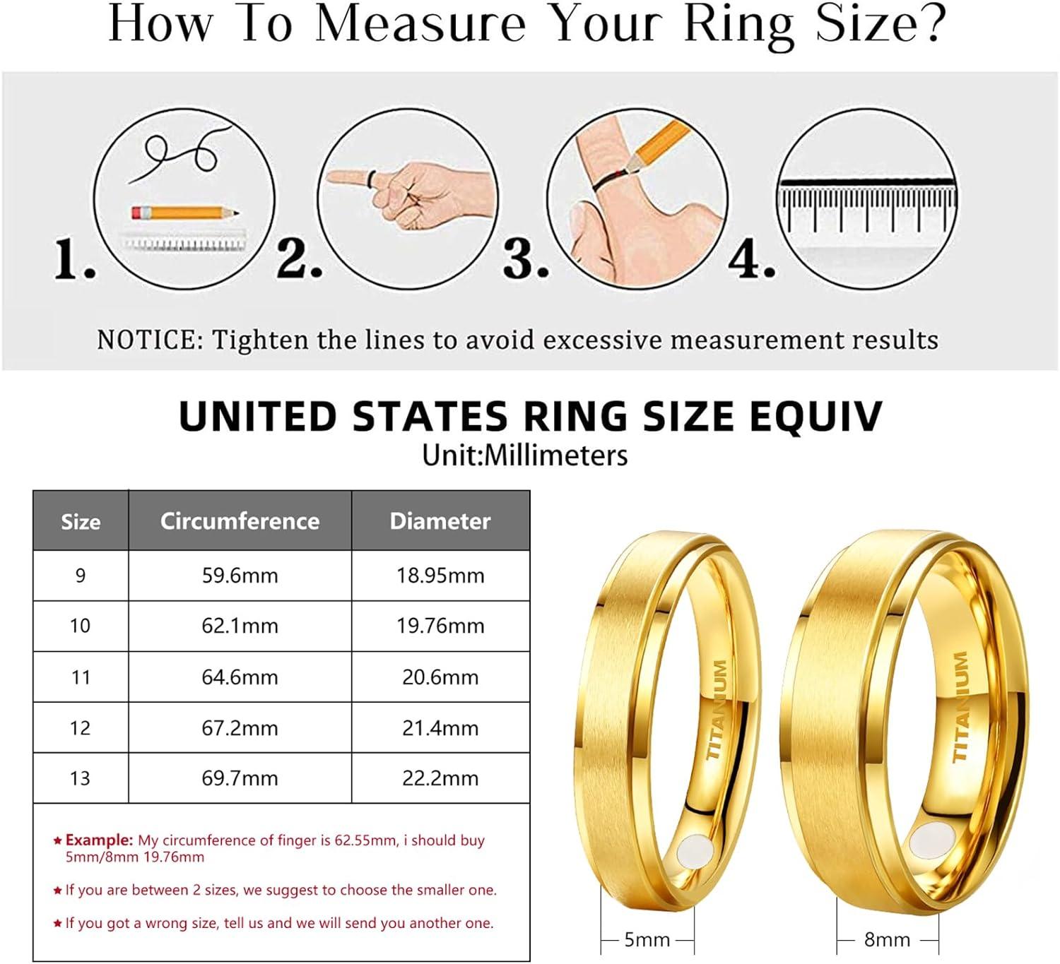 JEROOT Titanium Magnetic Rings Gold 5mm V 1/2 (3500 Gauss) - Step Edge ...