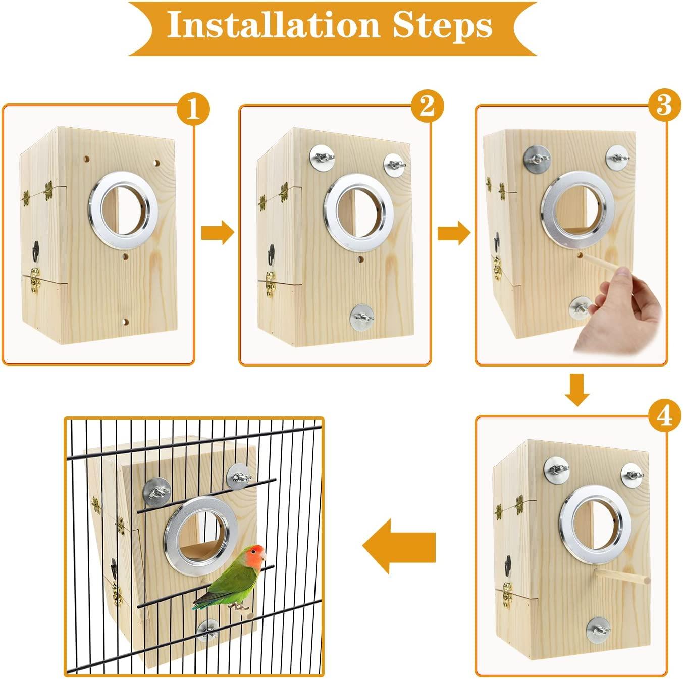 CooShou Parakeet Nest Box - Wooden Acrylic Transparent Breeding House ...