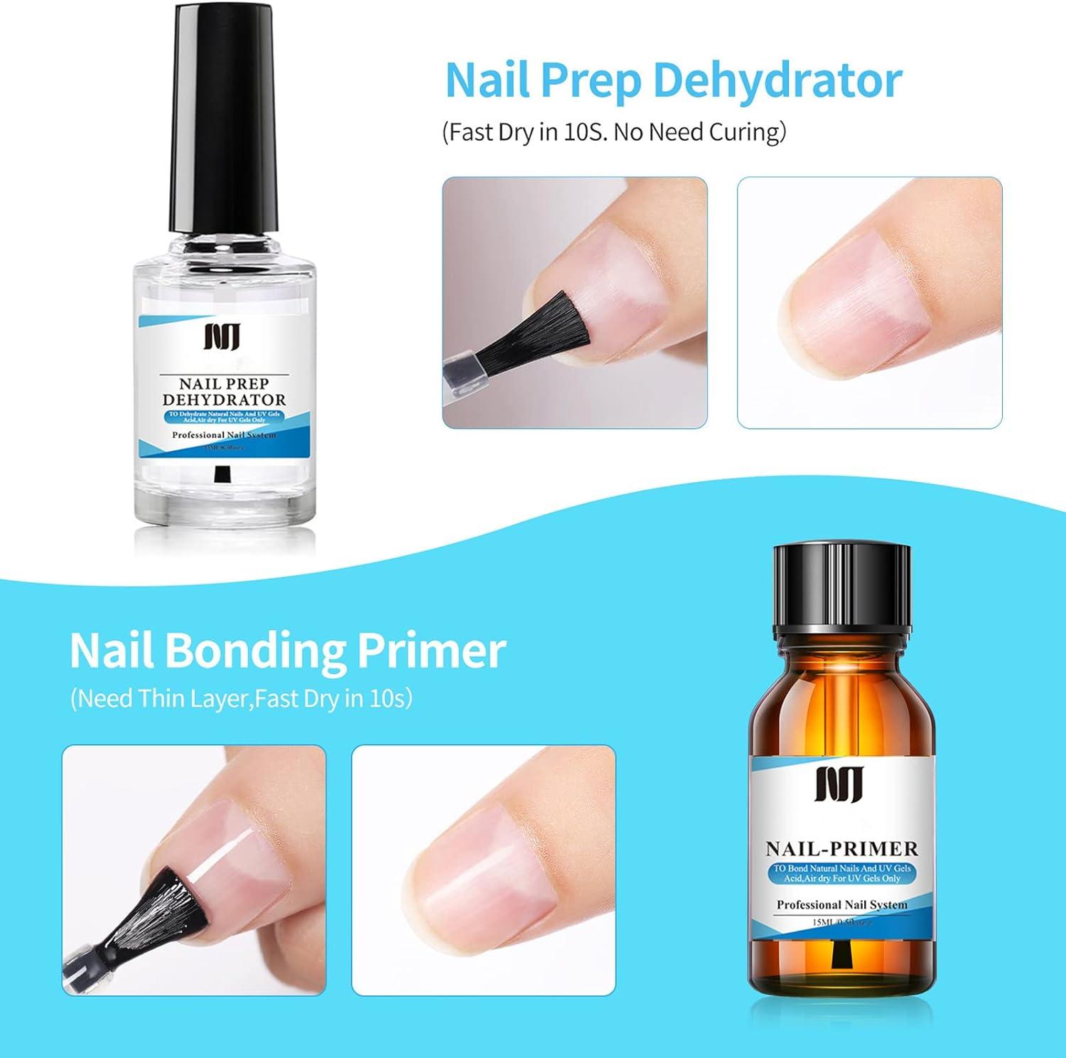 2x15ml Nail Primer & Dehydrate Set for Fast Dry Bonding - UV Gel Base ...